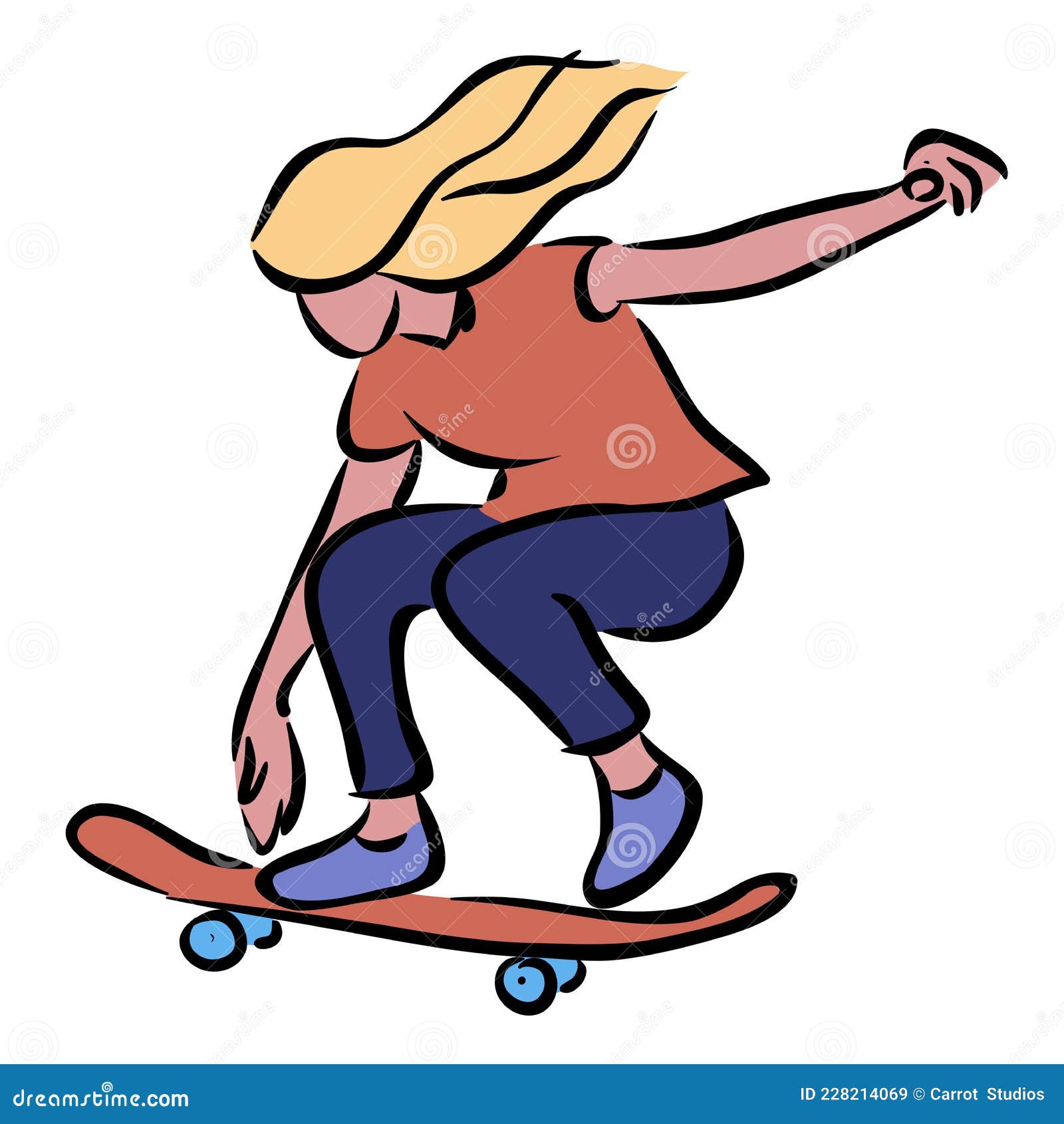 Young Girl Skating Clip Art Stock Vector - Illustration of female ...