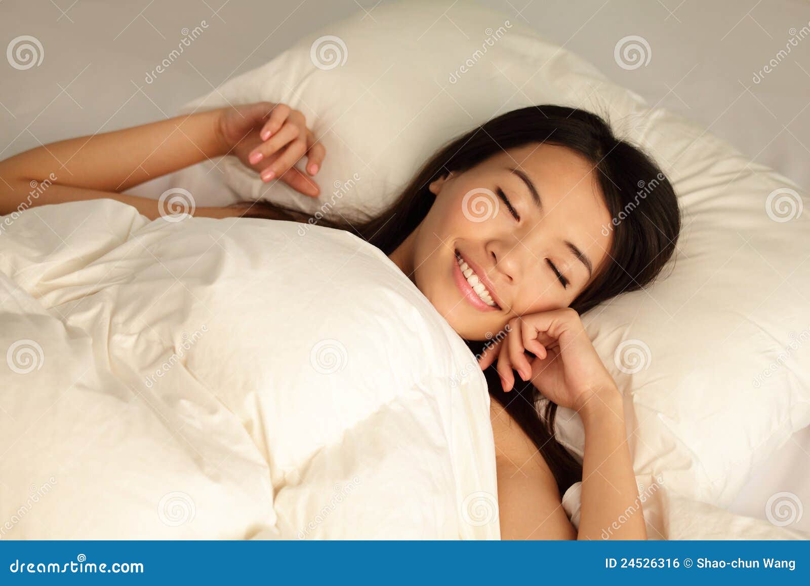 Young Girl Sleep Peaceful at Night Stock Photo - Image of lying, hair ...