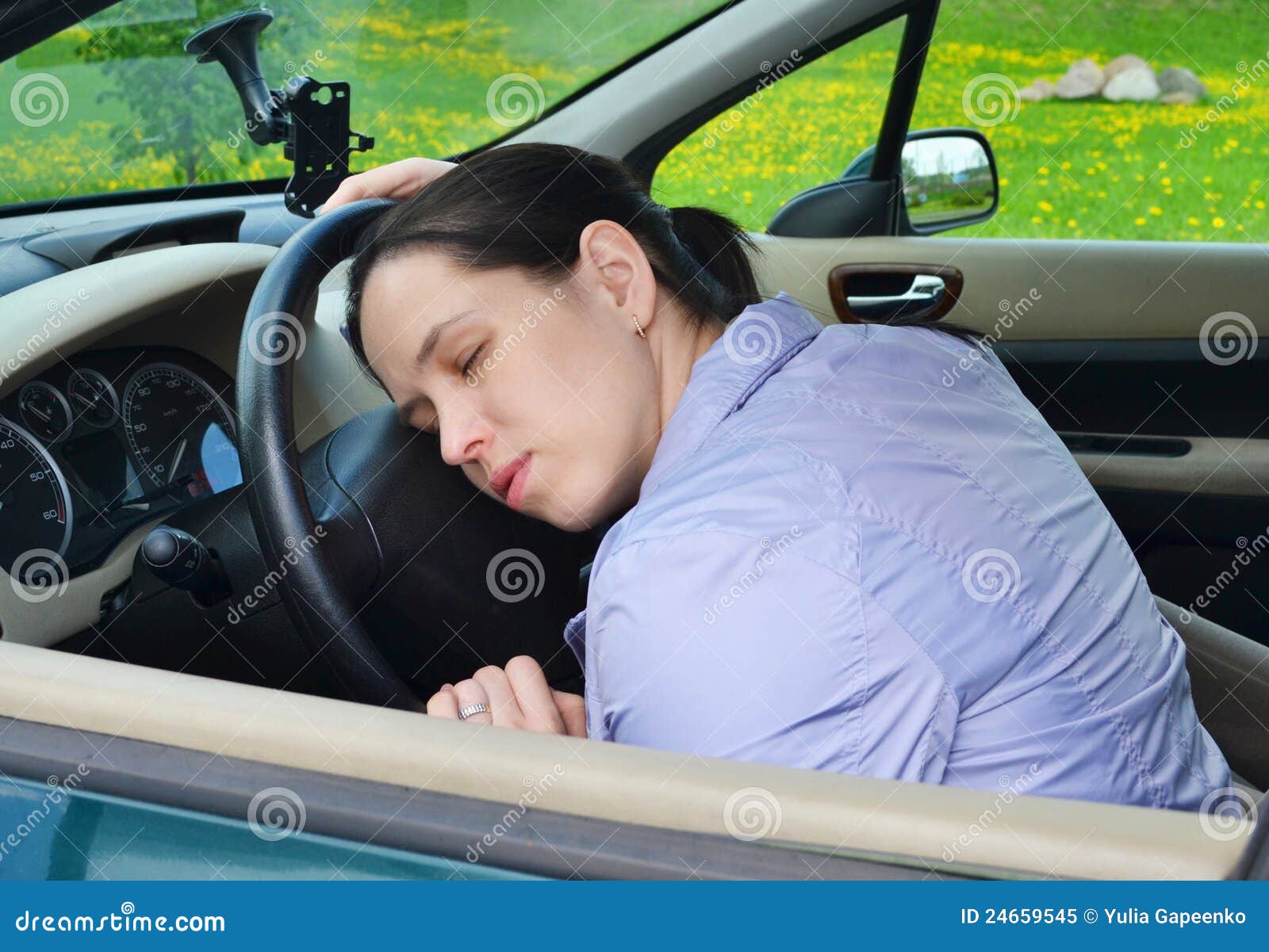 Young Girl Sleeps in Her Car. Stock Image - Image of girl, motion: 24659545