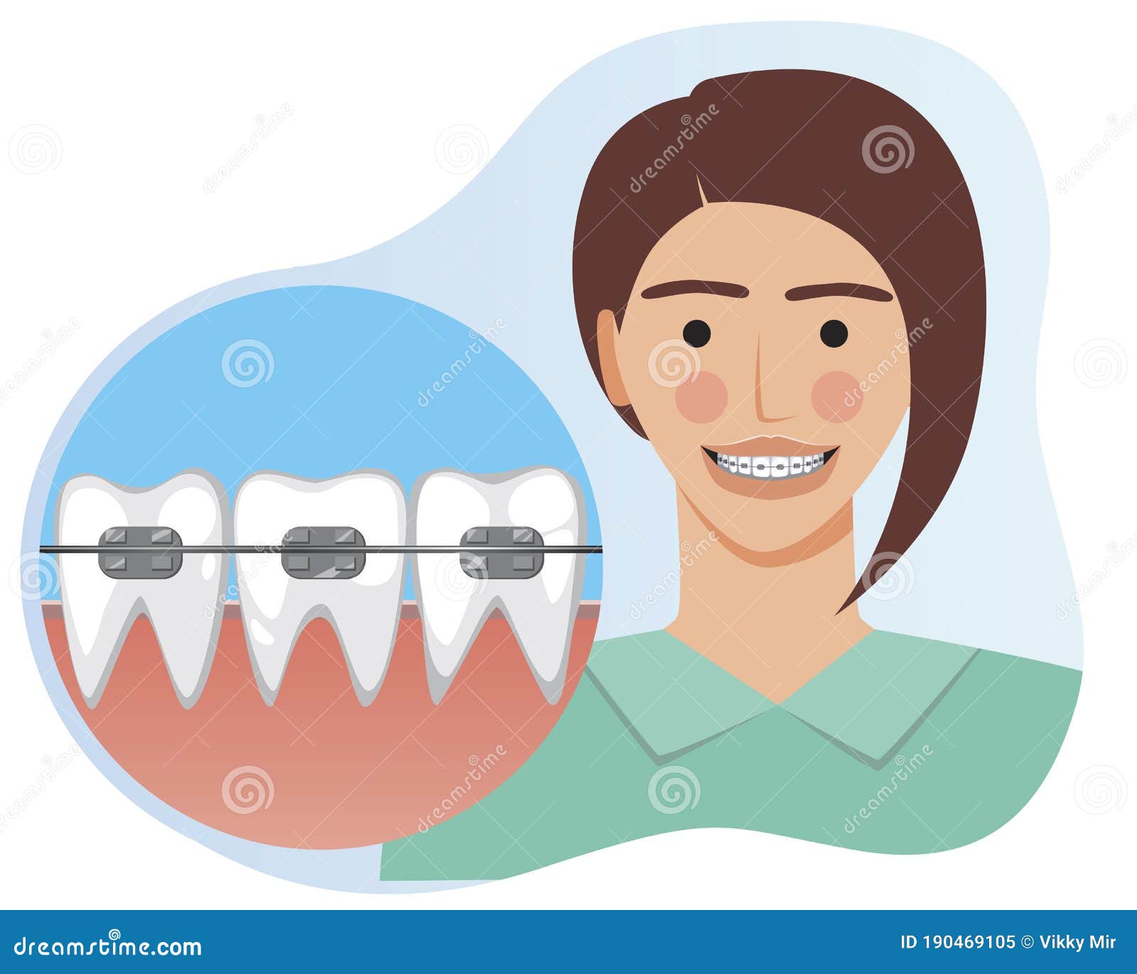 Young Girl Smiles With Braces On Teeth As A Concept Of Orthodontic