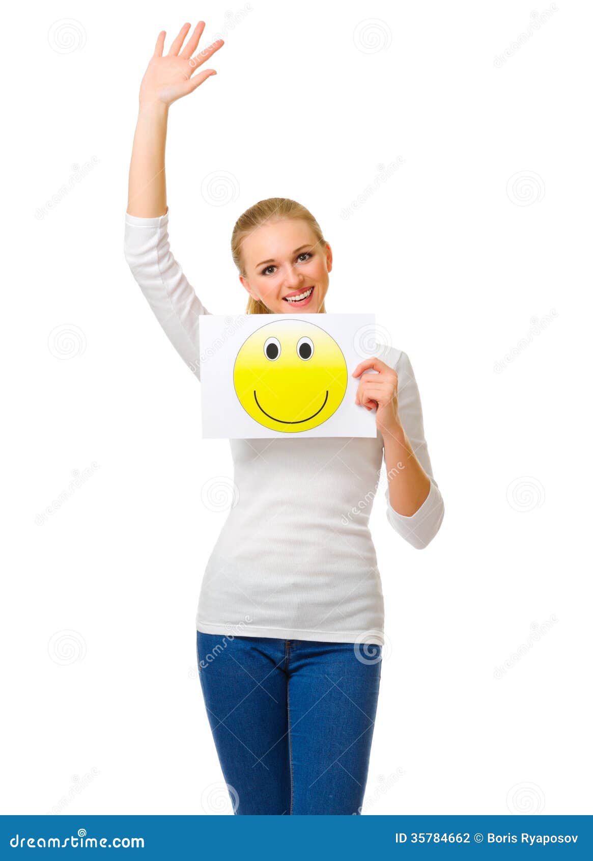 Young Girl with Smiling Banner Stock Photo - Image of beauty, cheerful ...