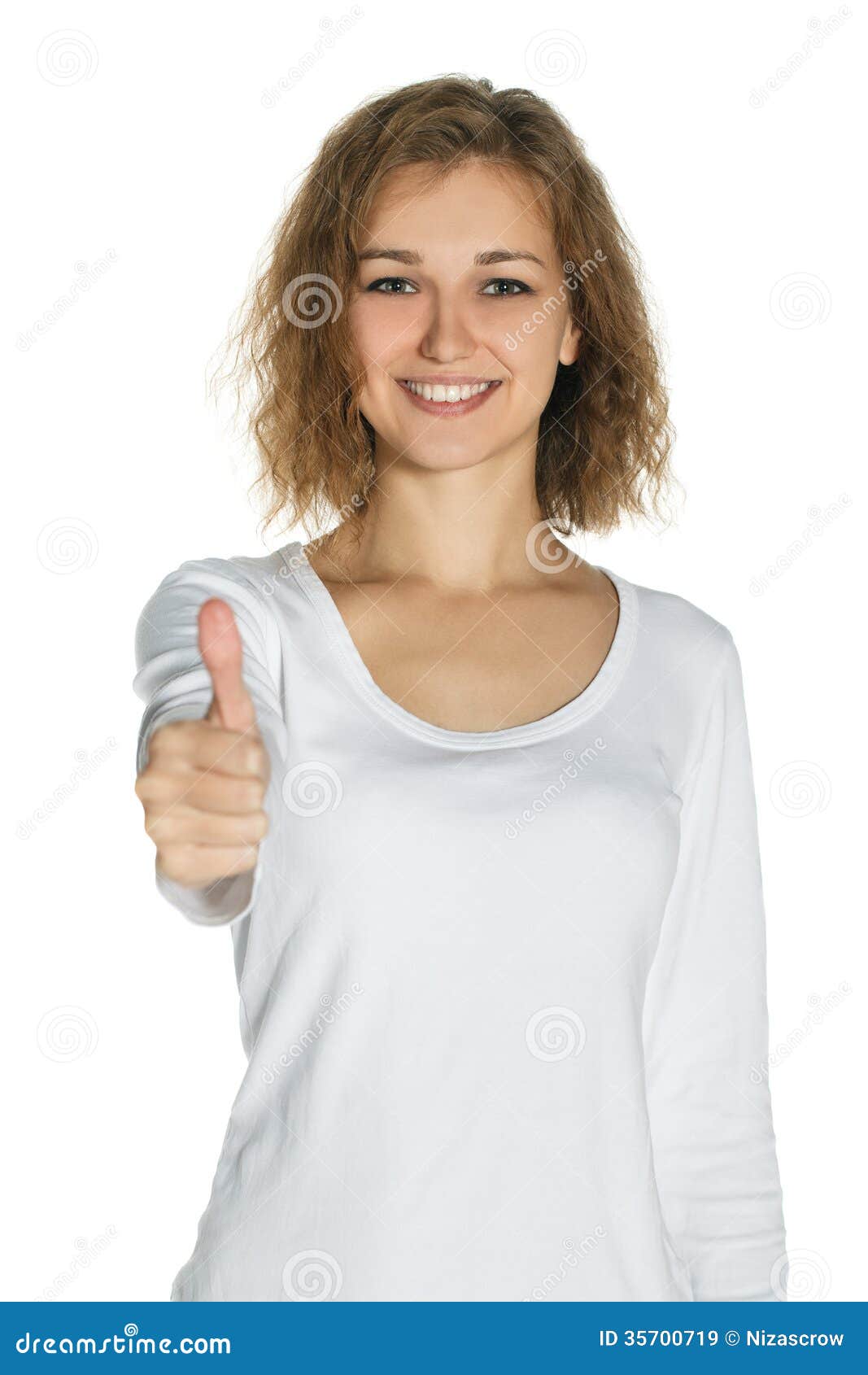 Young Girl Smiling, Thumbs-up Stock Image - Image of model, beauty ...