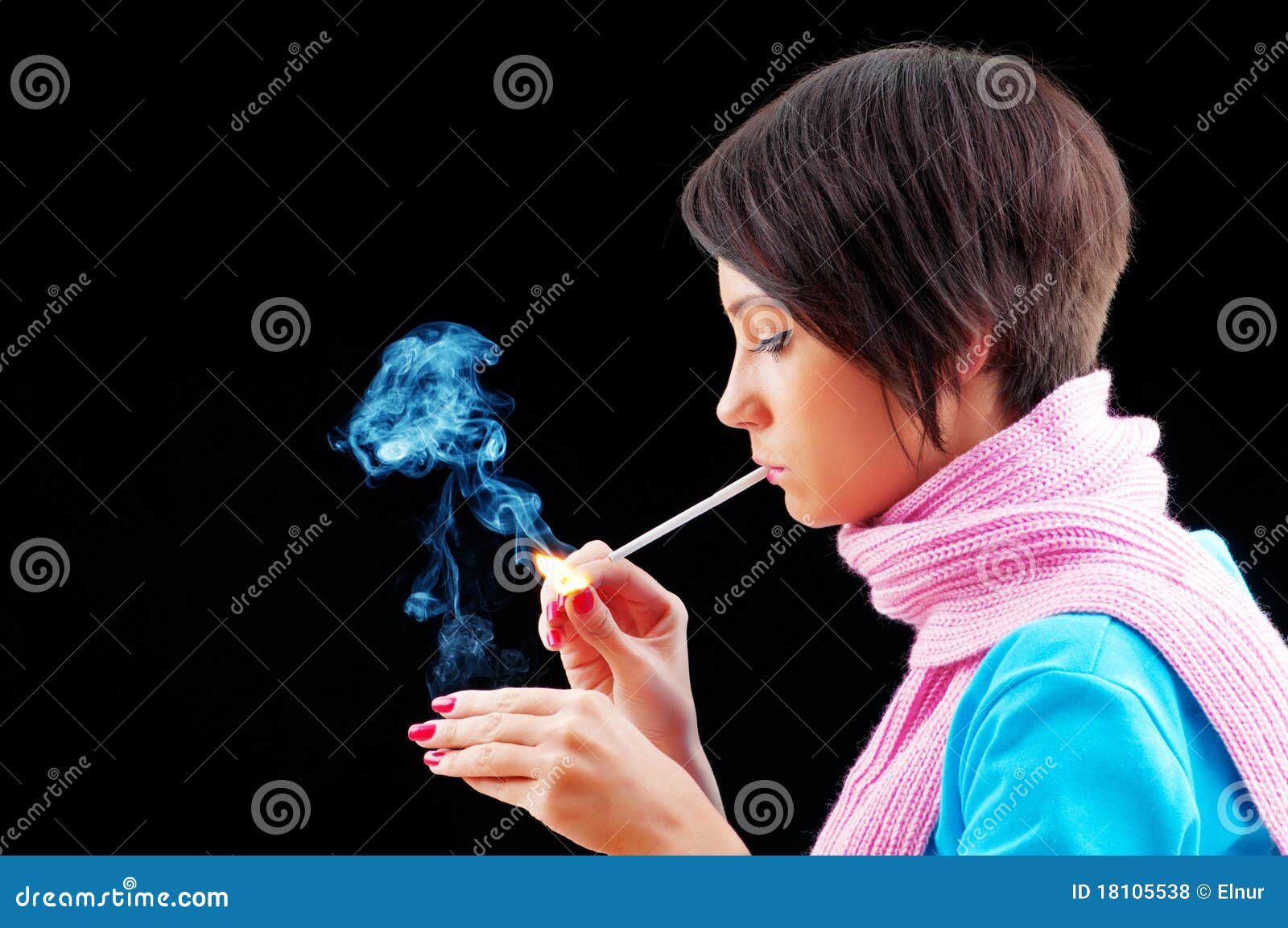 Young girl smoking stock photo. Image of addiction, caucasian - 18105538