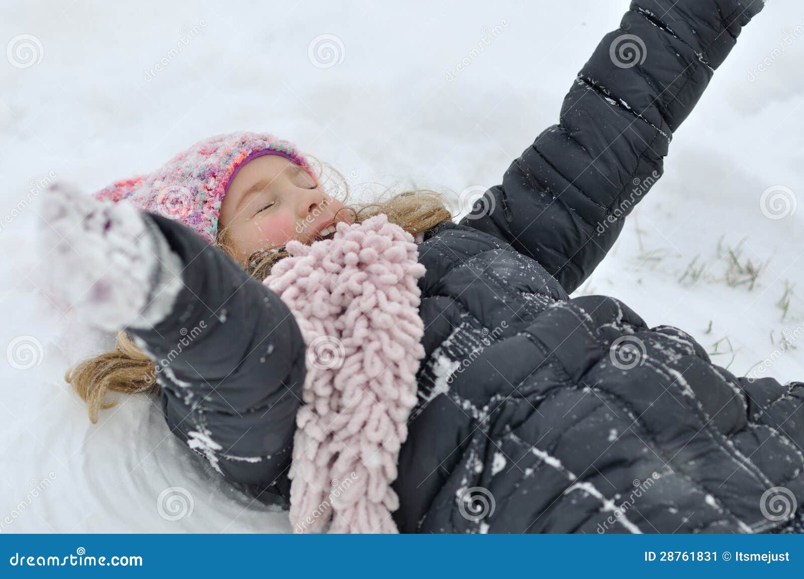 Young girl on snow. stock image. Image of lifestyle, slide - 28761831