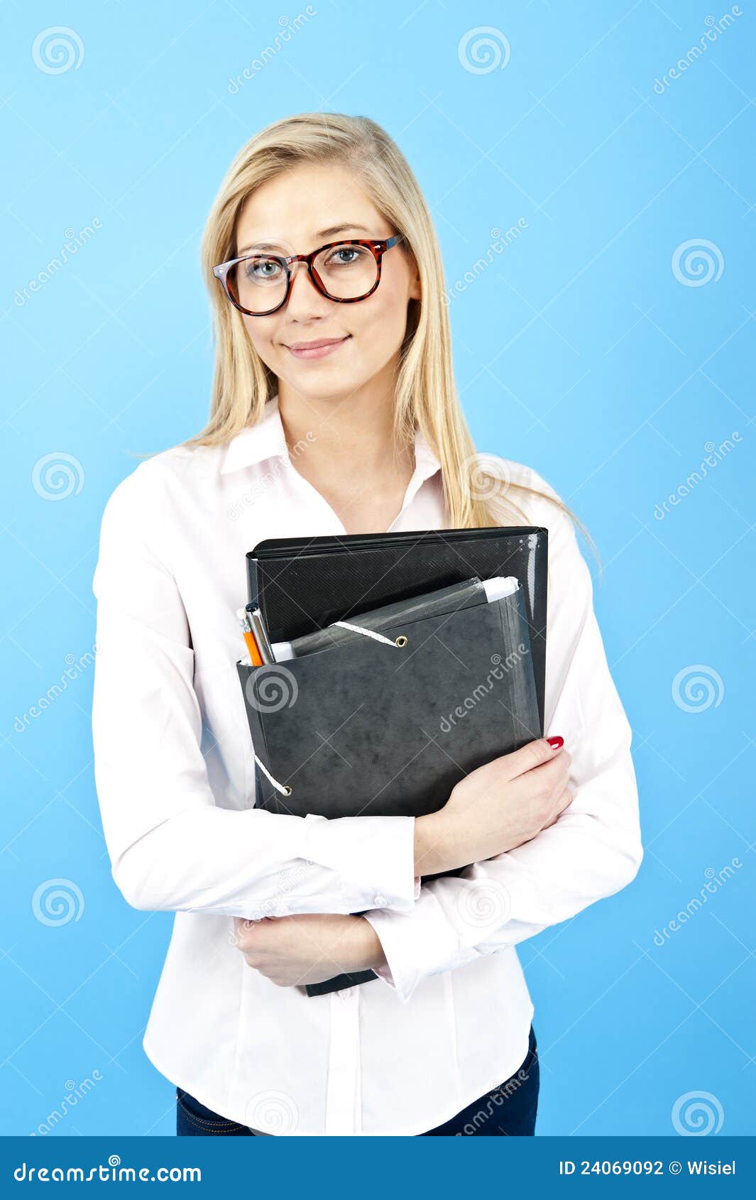 Young girl with some files stock photo. Image of manager - 24069092