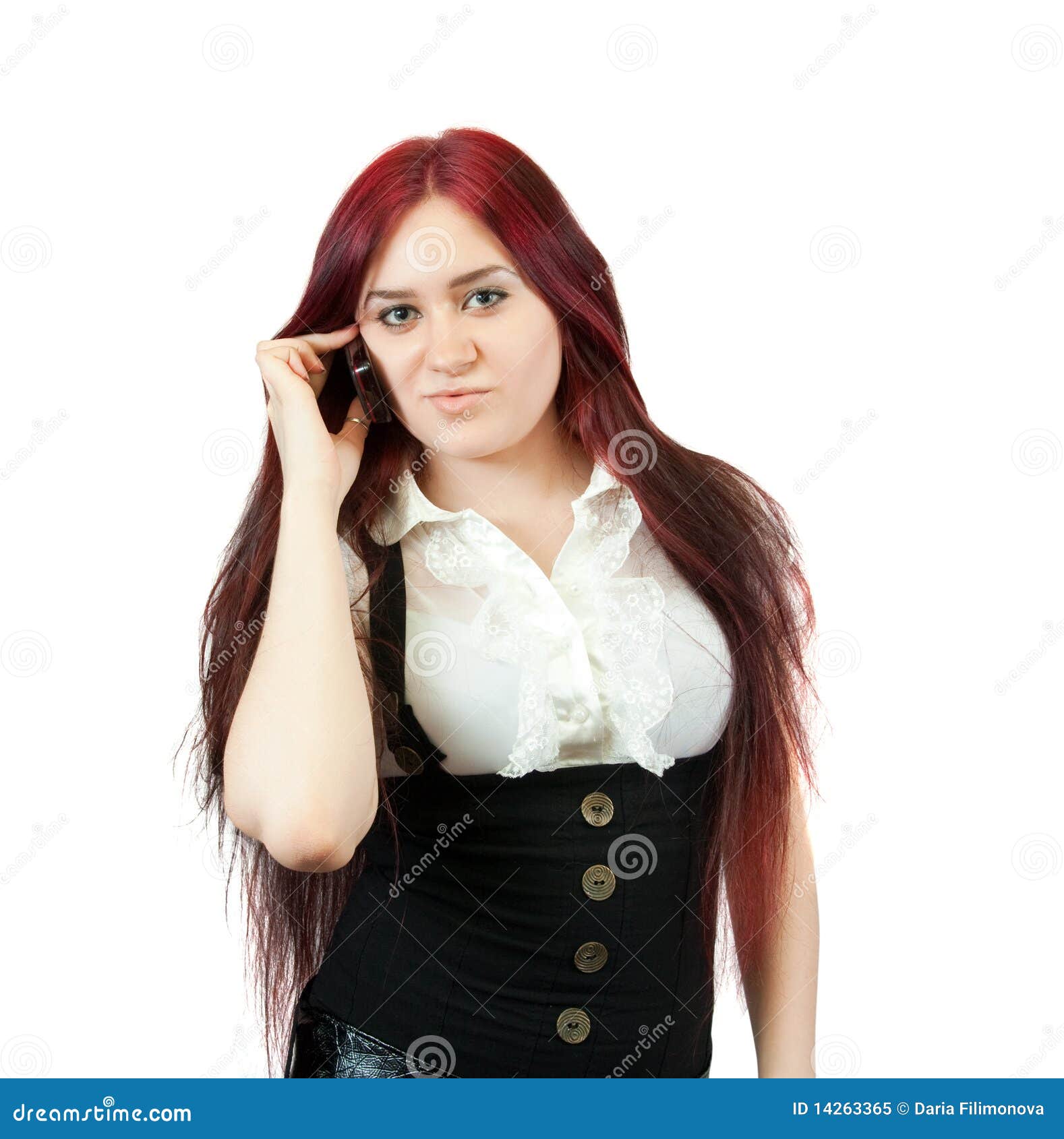 Young girl speak by mobile stock image. Image of young - 14263365