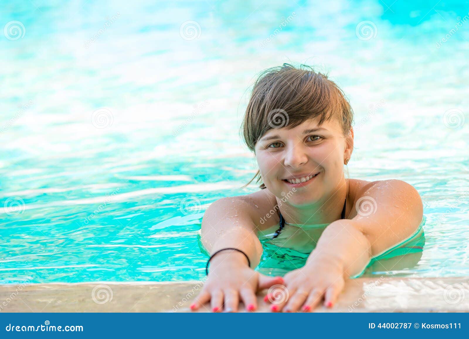 Young Girl Spends Time in the Pool Stock Image - Image of beautiful ...