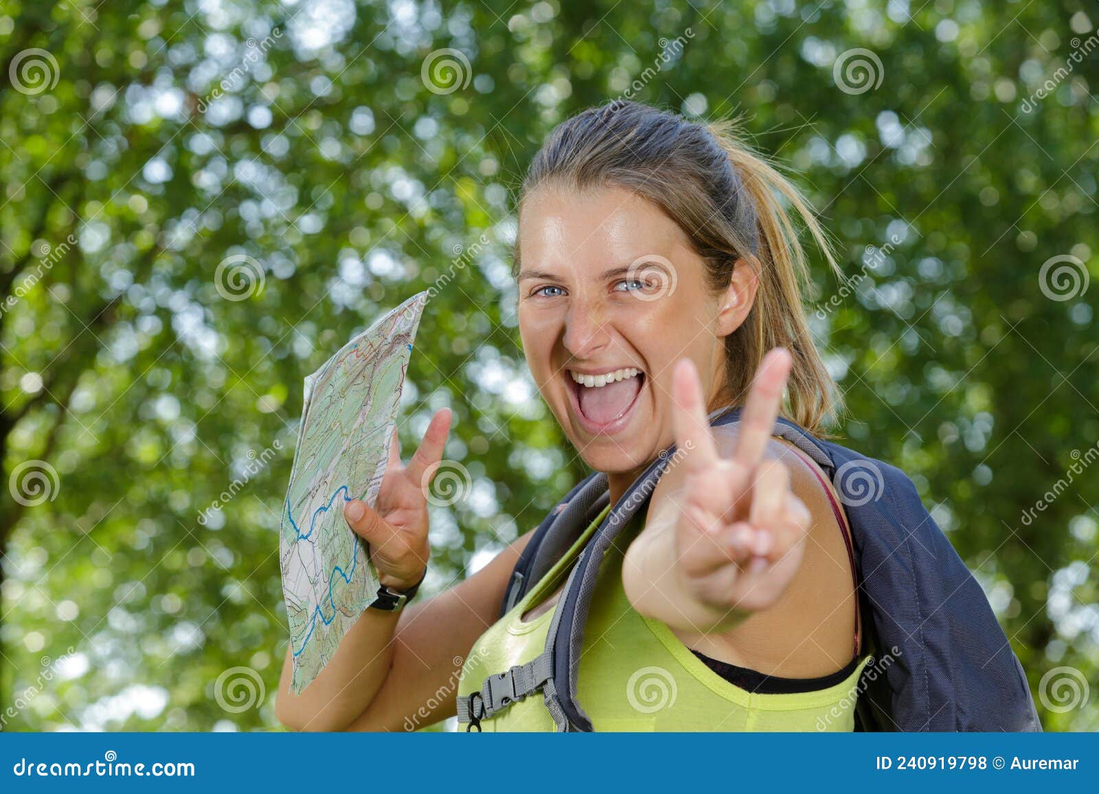 Young Girl Stands in Victorious Pose Stock Photo - Image of autumn ...