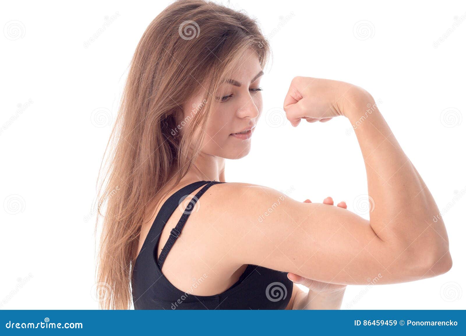 Young Girl Strained Muscles in His Hand Closeup Stock Image - Image of ...