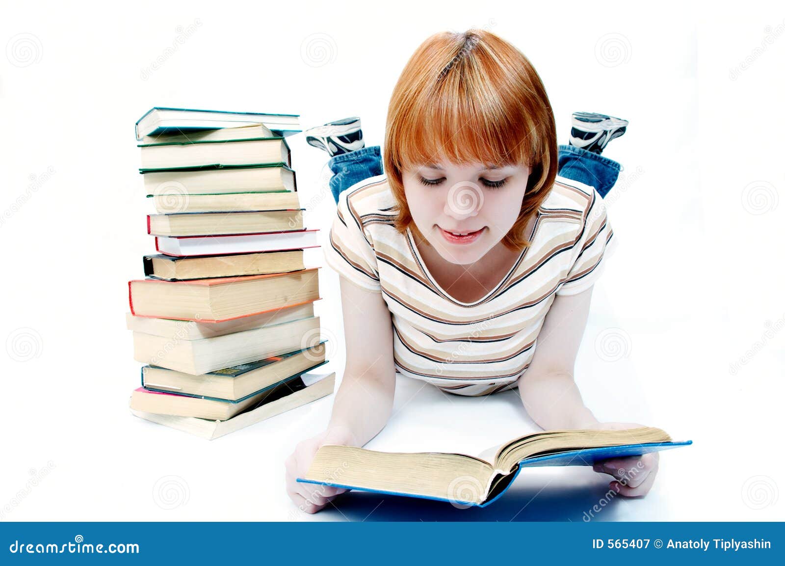 Young Girl Student Read the Book Stock Image - Image of collegian ...