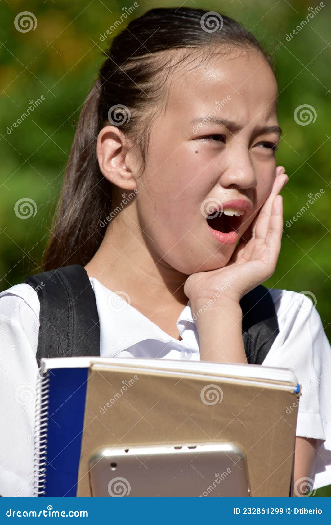 A Young Girl Student with Toothache Stock Image - Image of student ...