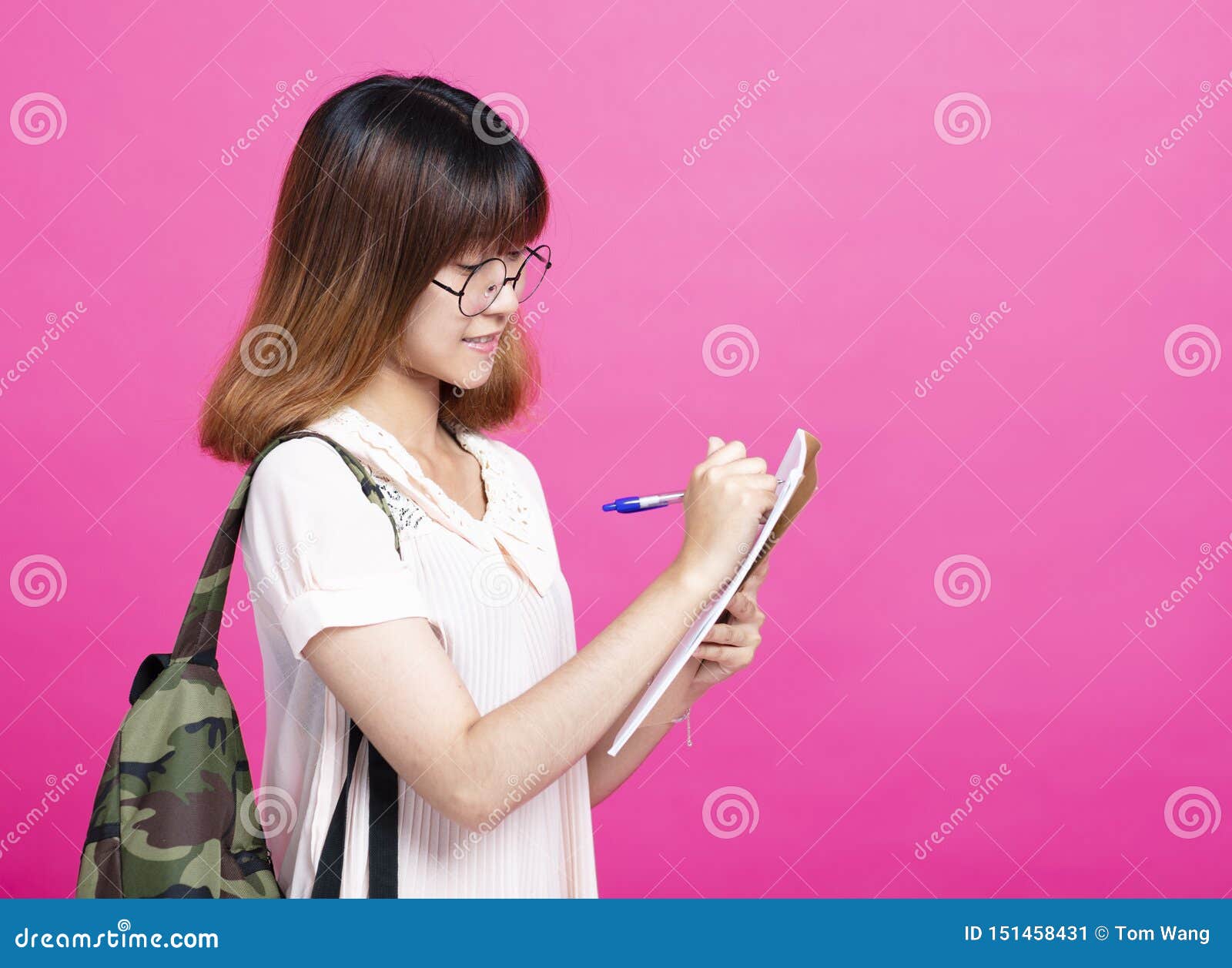 Young Girl Student Writing Notebook Stock Image - Image of book ...