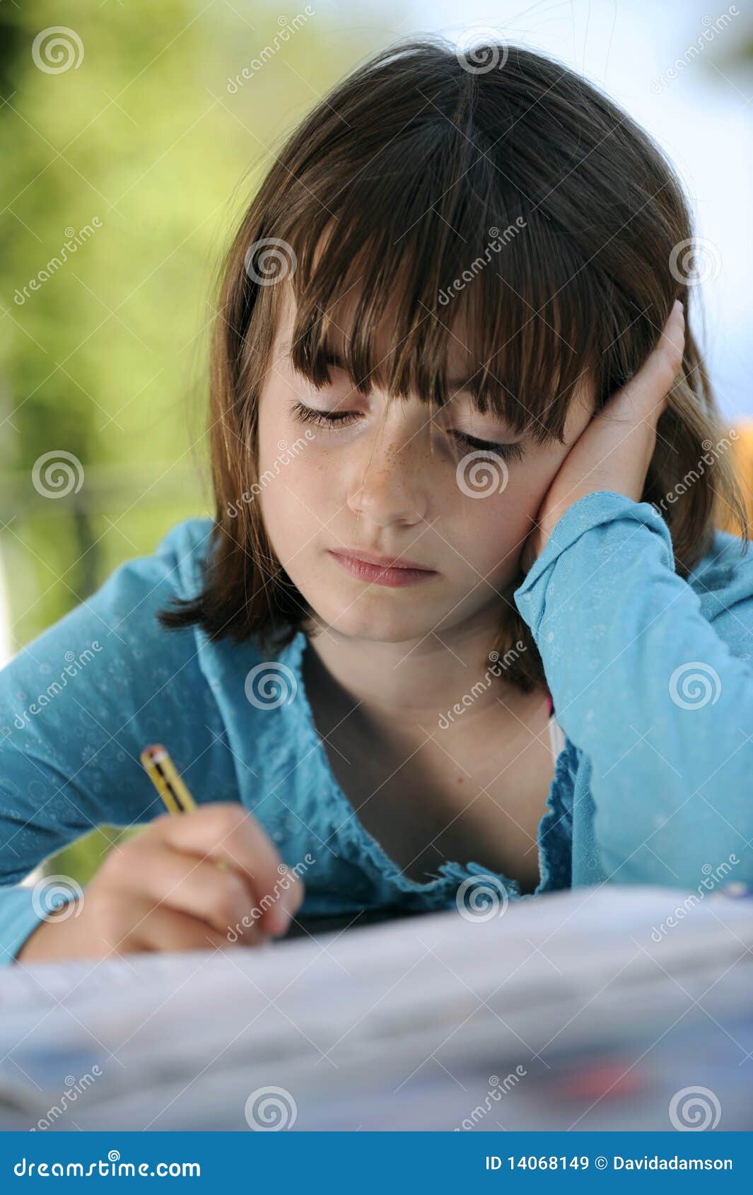 Young girl studying stock image. Image of textbook, book - 14068149