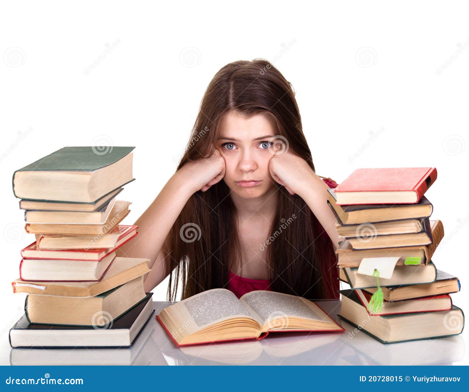 Young Girl Studying with Book Stock Image - Image of learn, isolated ...