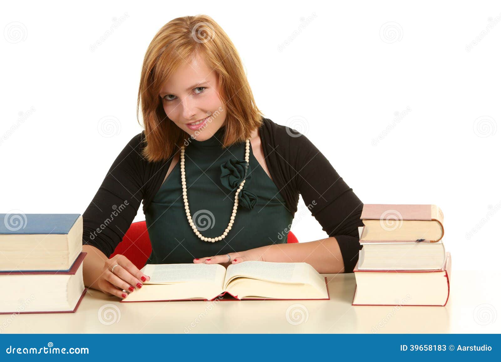 Young Girl Studying for Exams. Stock Image - Image of business, studio ...