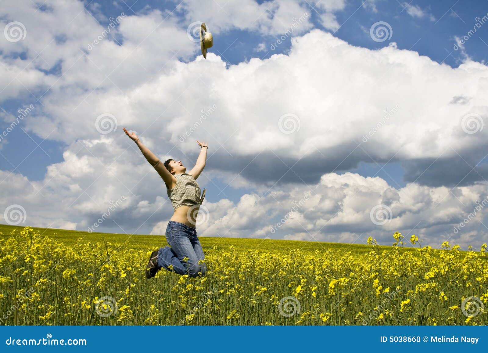 Young girl in summer field stock photo. Image of blue - 5038660