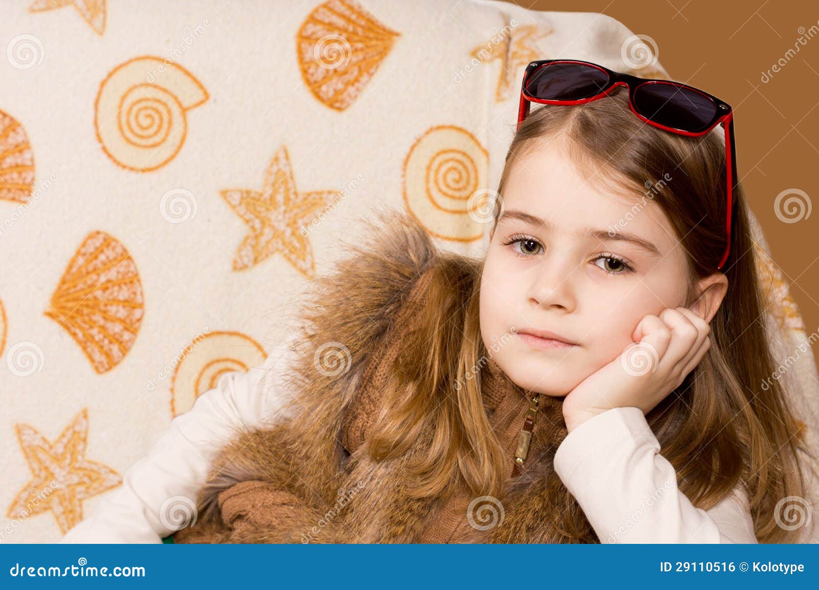 Young Girl with Sunglasses on Her Head Stock Photo - Image of blonde ...