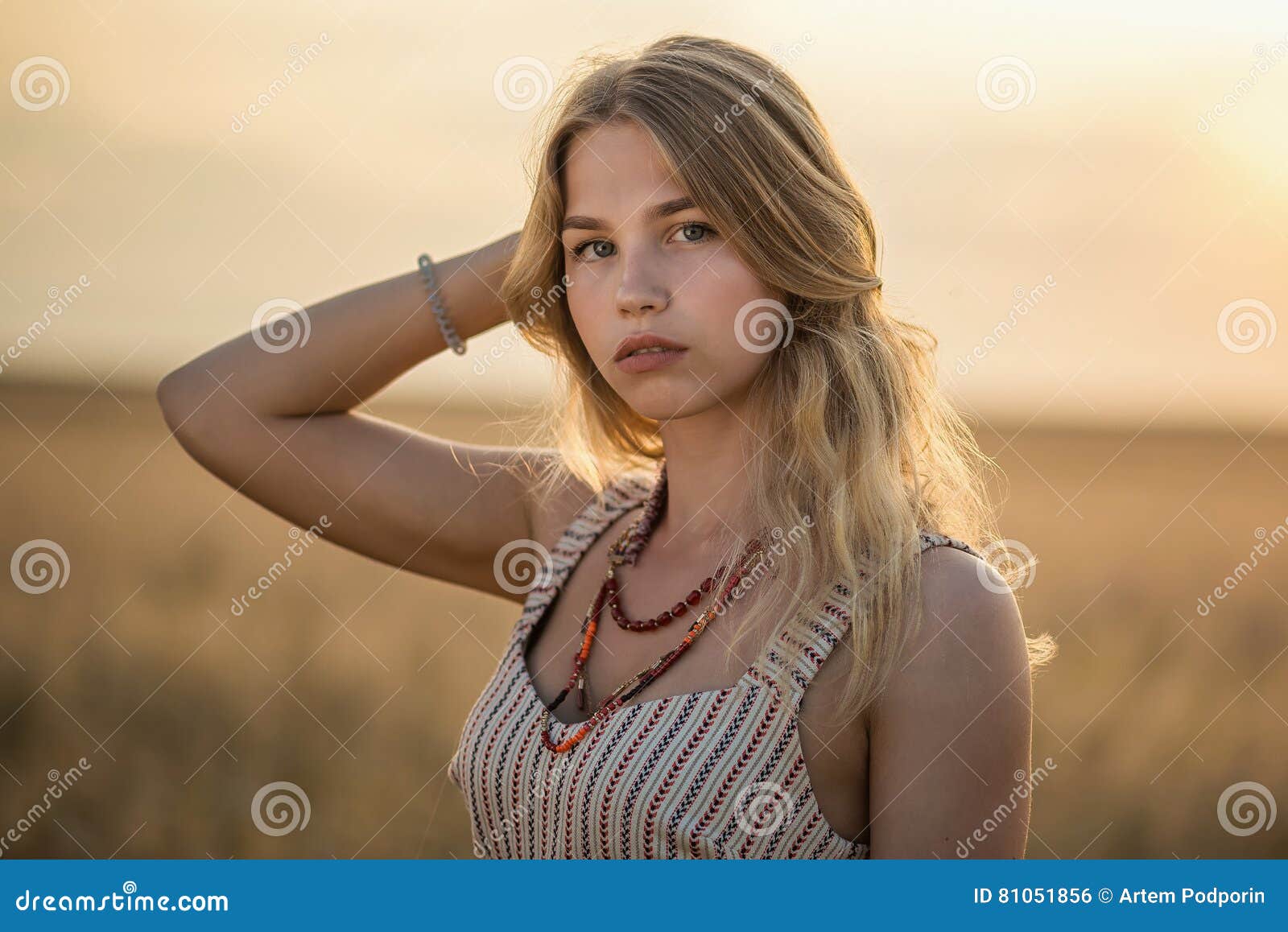 Young girl at sunset stock photo. Image of flowers, healthy - 81051856