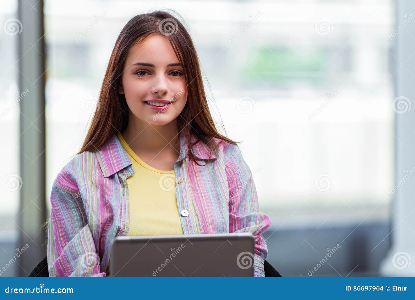The Young Girl Surfing Internet on Laptop Stock Photo - Image of online ...