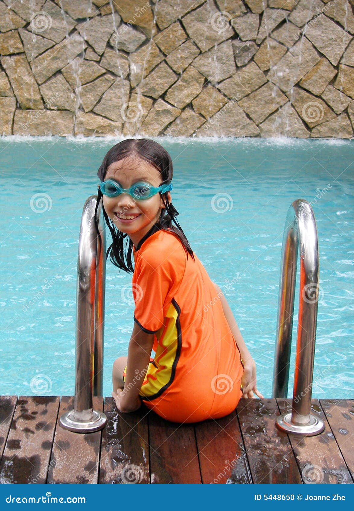 Young Girl at Swimming Pool Stock Photo - Image of condominium ...