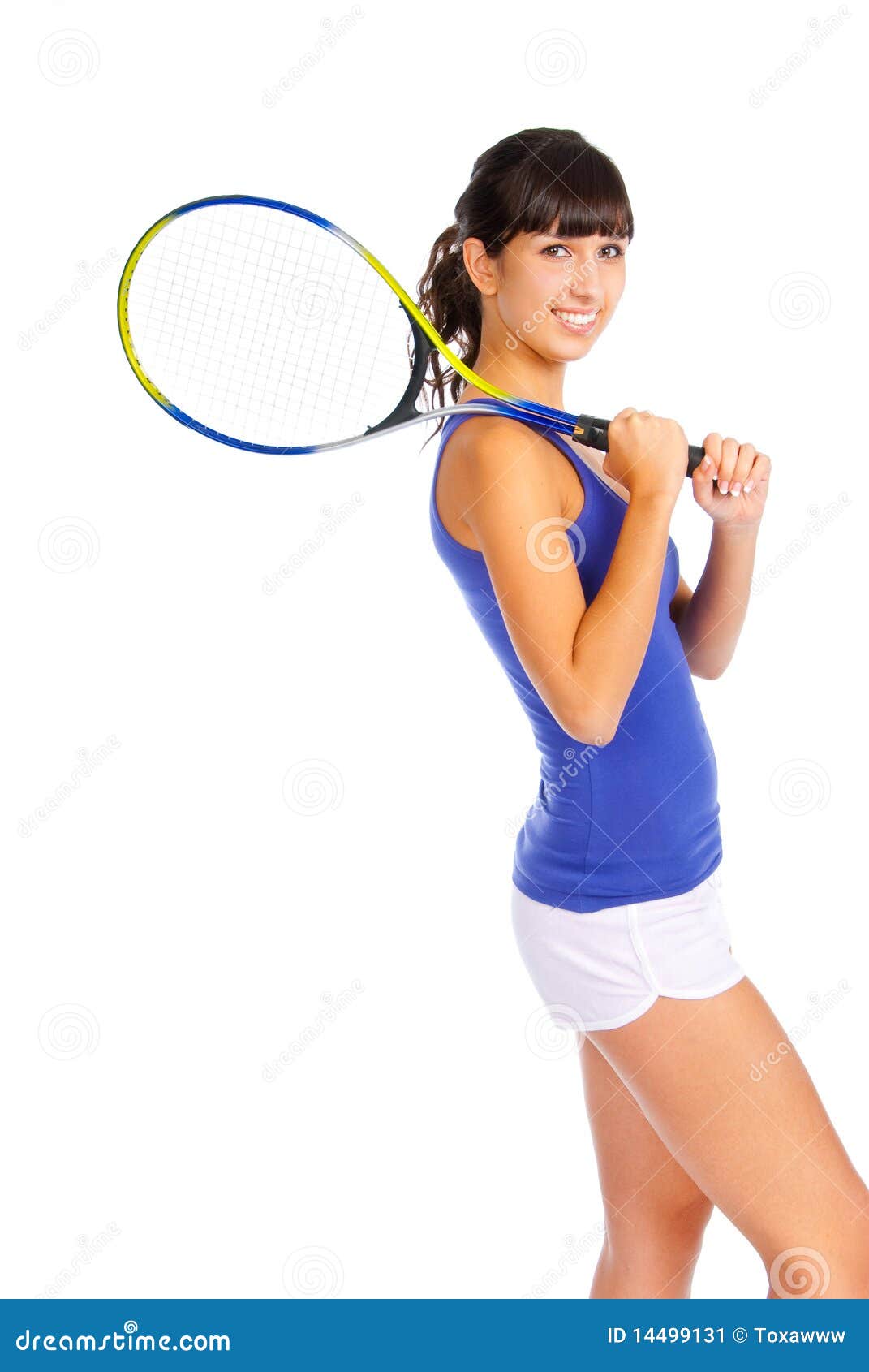 Young Girl with a Tennis Racket Stock Image - Image of posing ...