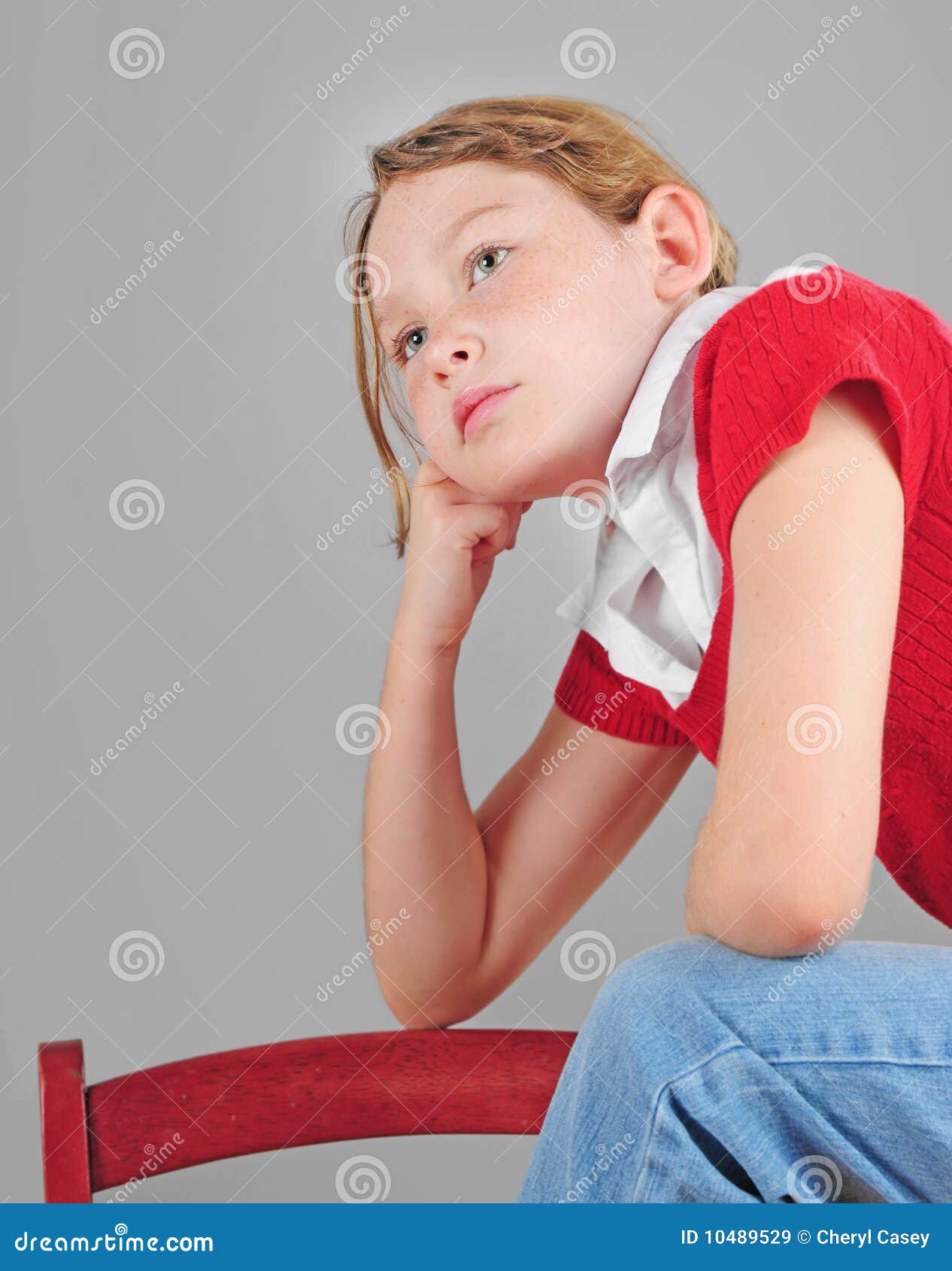 Young girl thinking stock image. Image of child, daydreaming - 10489529