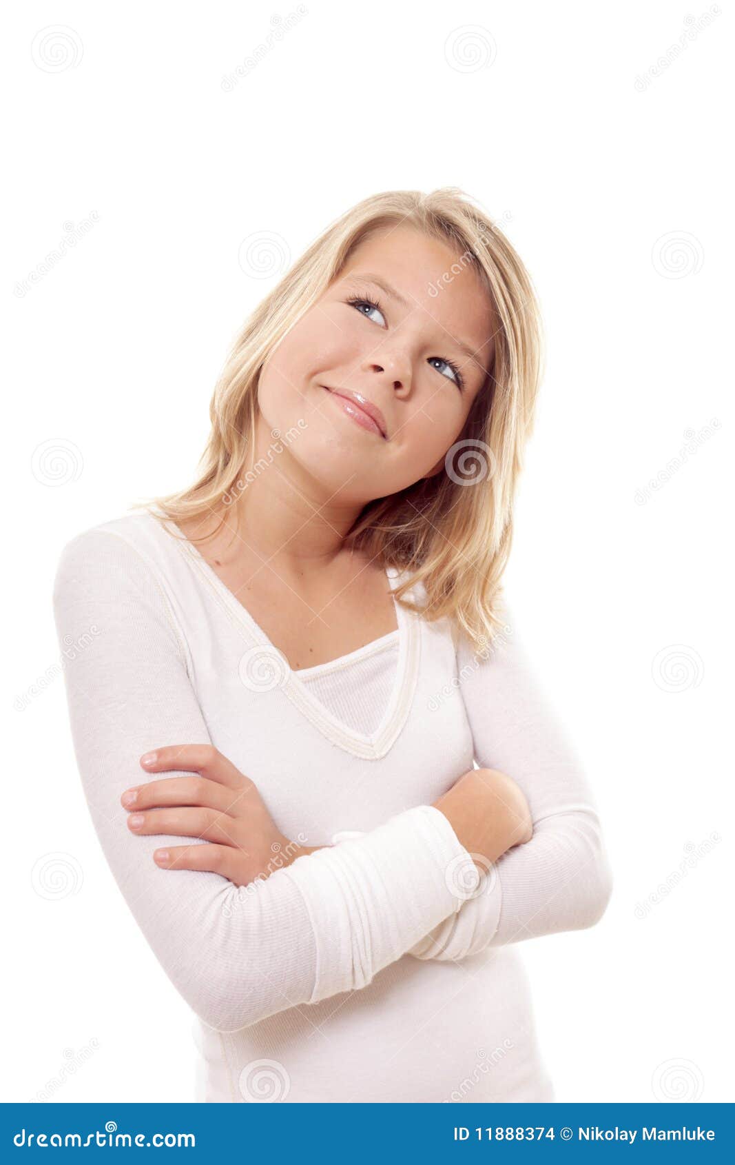 Young girl thinking stock photo. Image of blonde, healthy - 11888374