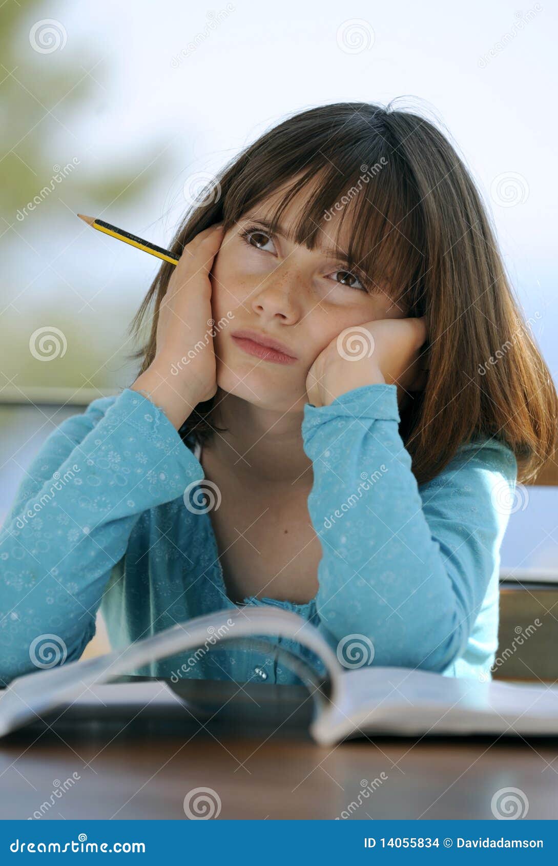 Young girl thinking stock photo. Image of thinking, concentration ...