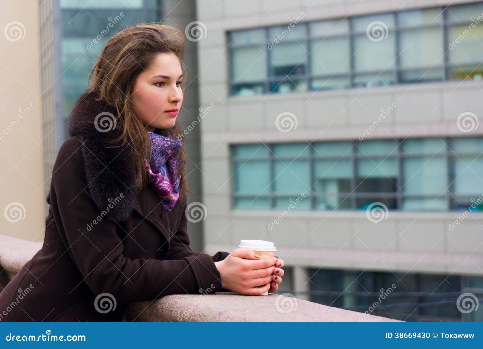 Young Girl Thinking with a Cup of Coffee Stock Photo - Image of ...