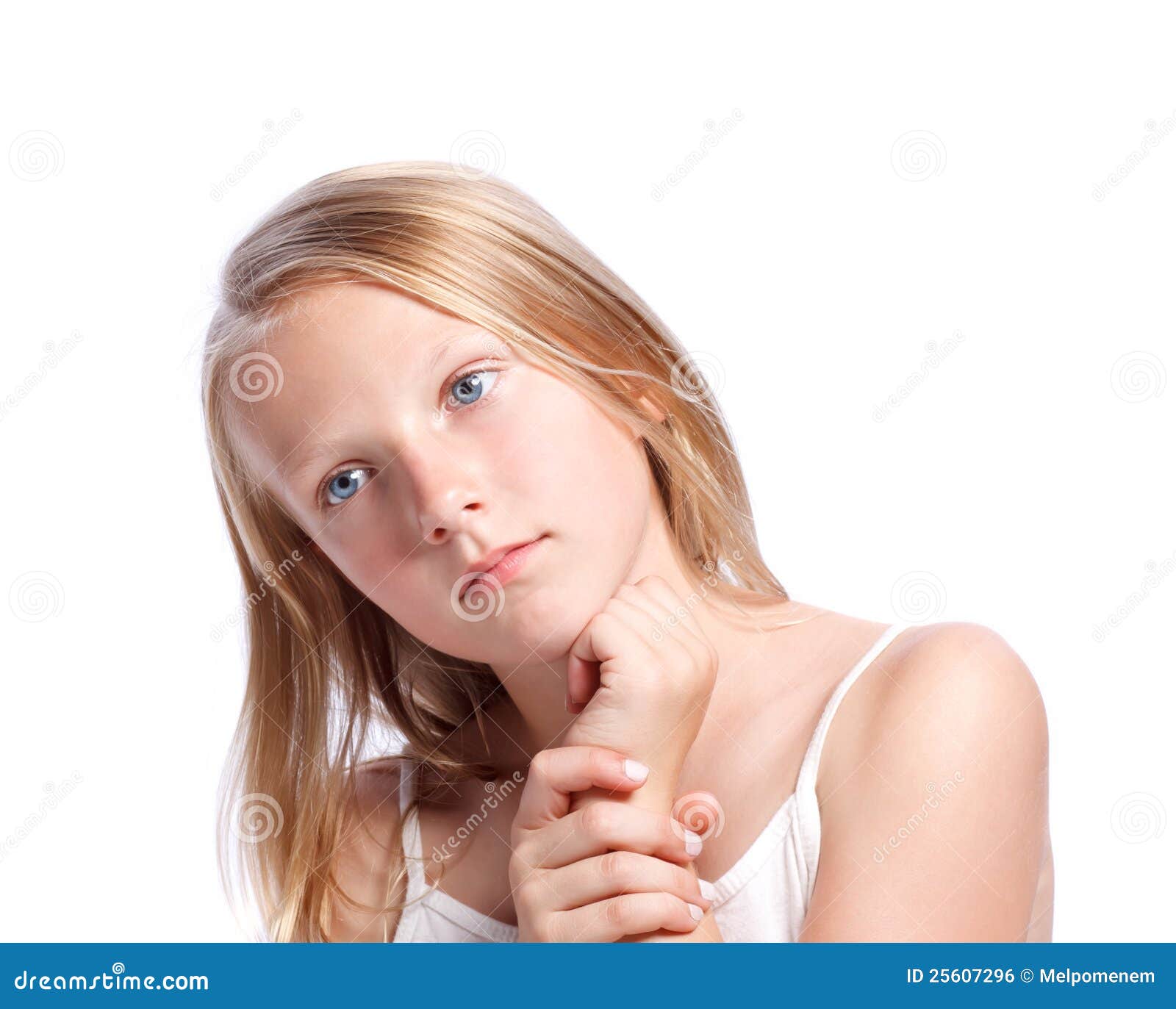 Young Girl Thinking or Looking Stock Photo - Image of caucasian ...