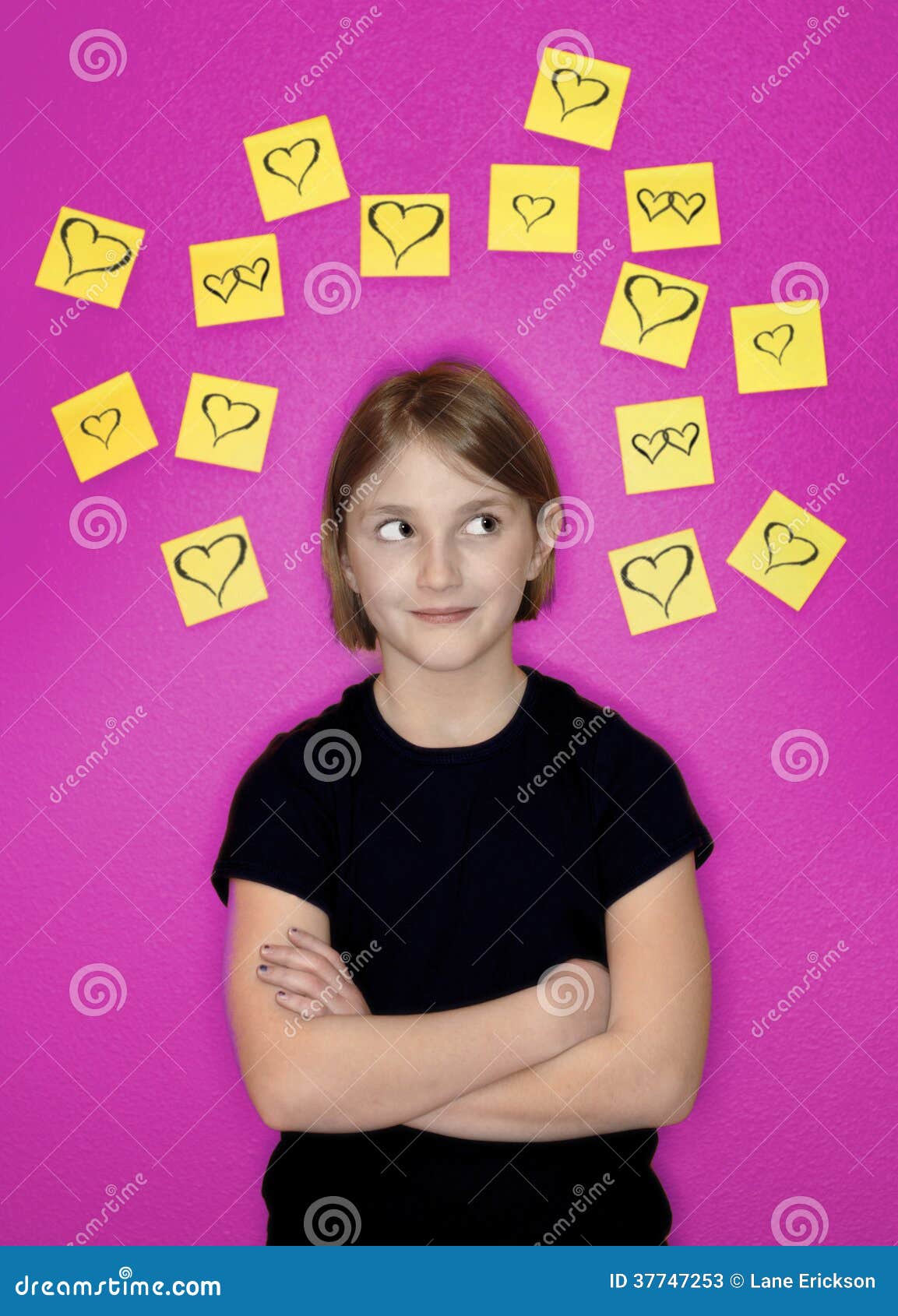 Young Girl Thinking of Love Stock Image - Image of brunette, dress ...