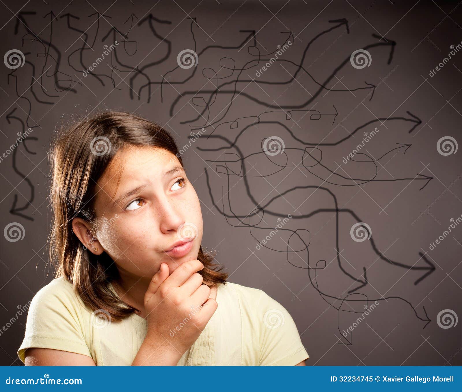 Young girl thinking stock image. Image of imagination - 32234745