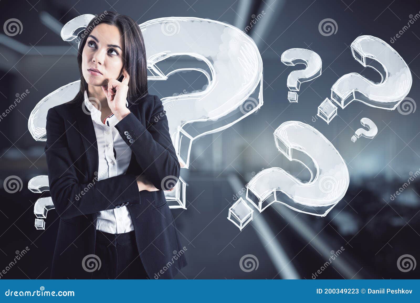 Young Beautiful Girl Thinking about Questions Stock Image - Image of ...