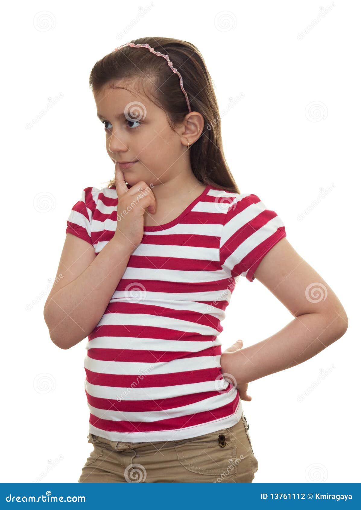 Young Girl Thinking and Smiling Stock Photo - Image of alone, smile ...