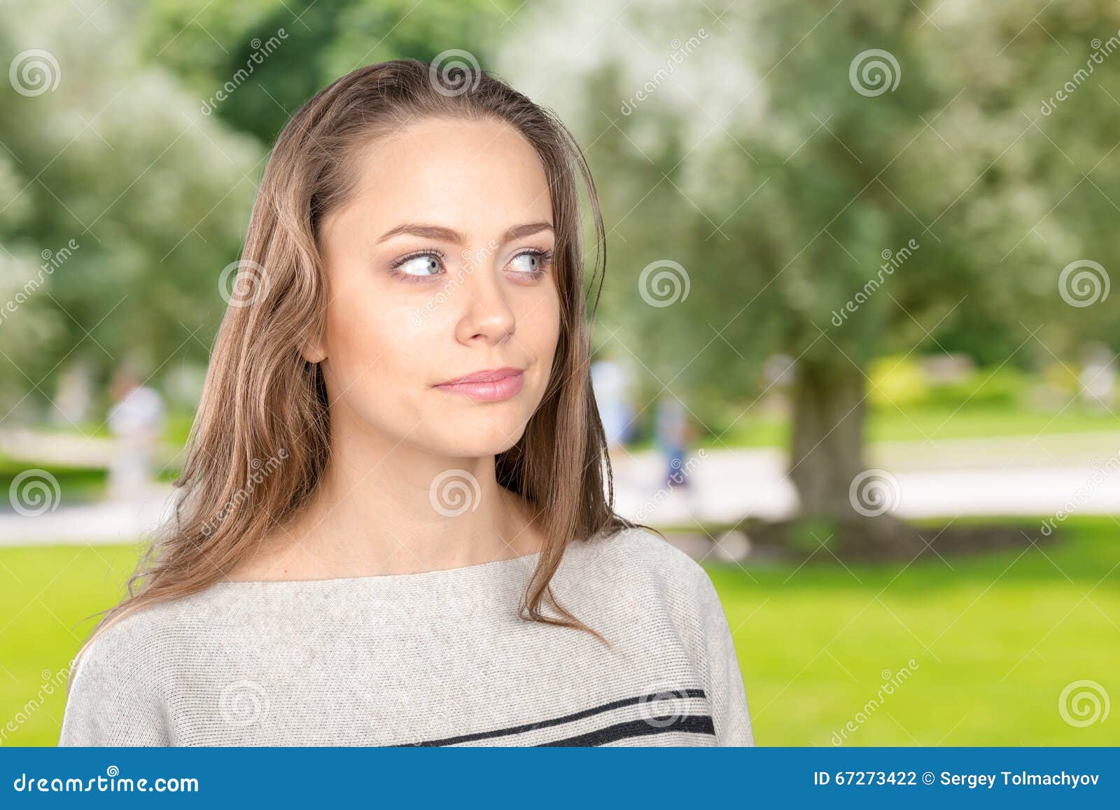 Young Girl Thinks stock photo. Image of deeply, casual - 67273422