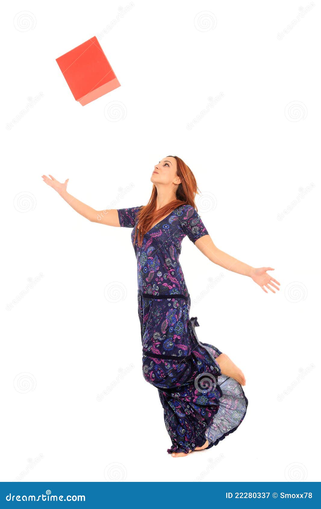 Young girl throwing a box stock image. Image of casual - 22280337