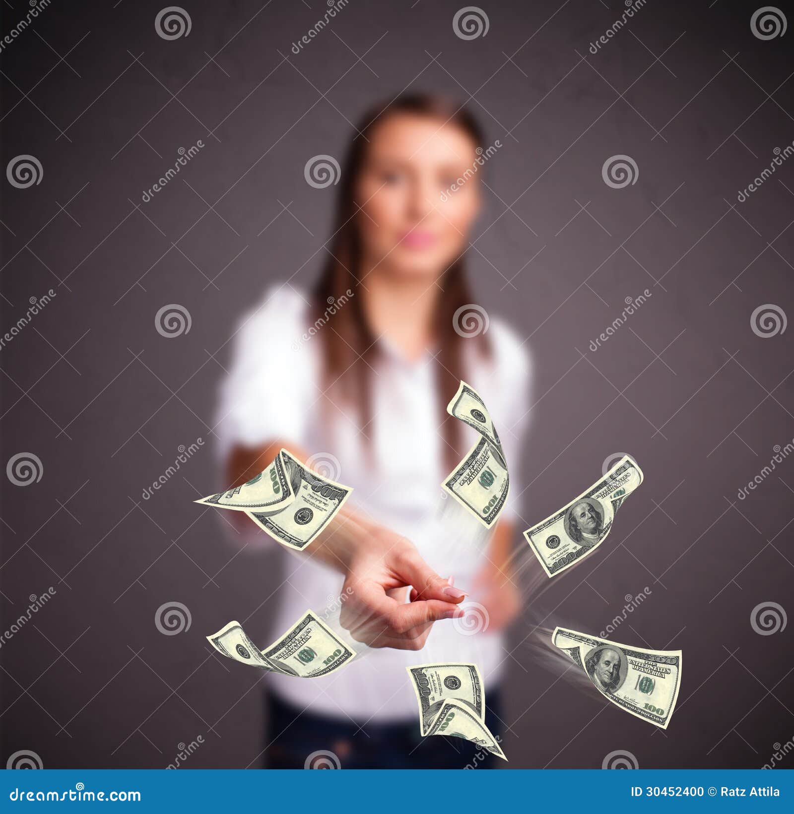 Young girl throwing money stock photo. Image of concept - 30452400