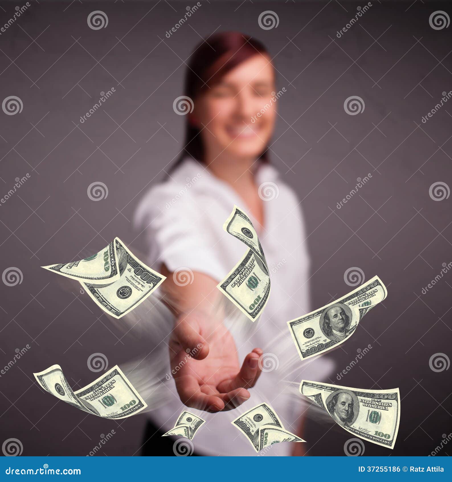 Young girl throwing money stock photo. Image of bill - 37255186