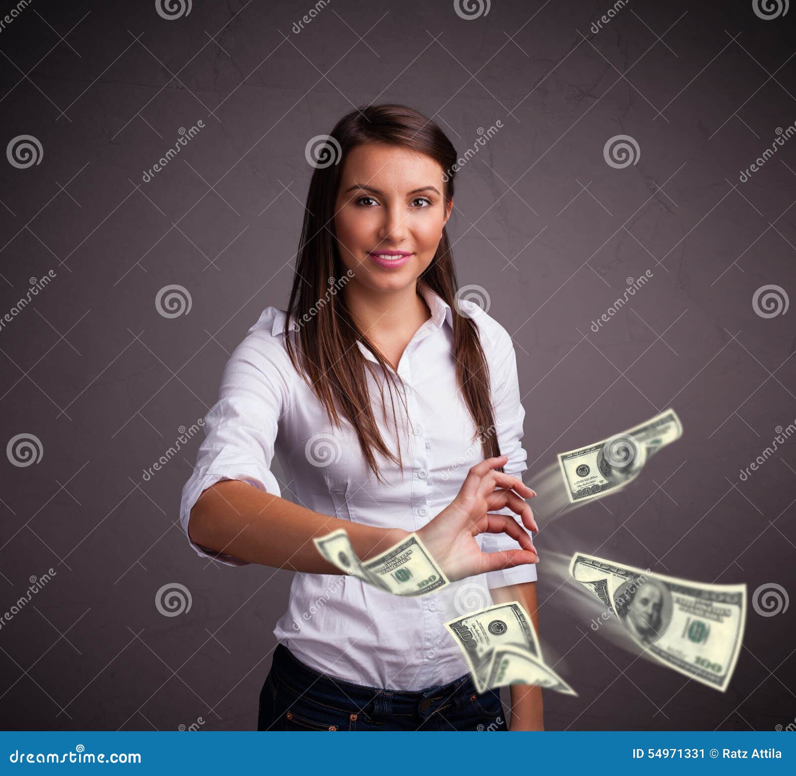 Young girl throwing money stock image. Image of beautiful - 54971331