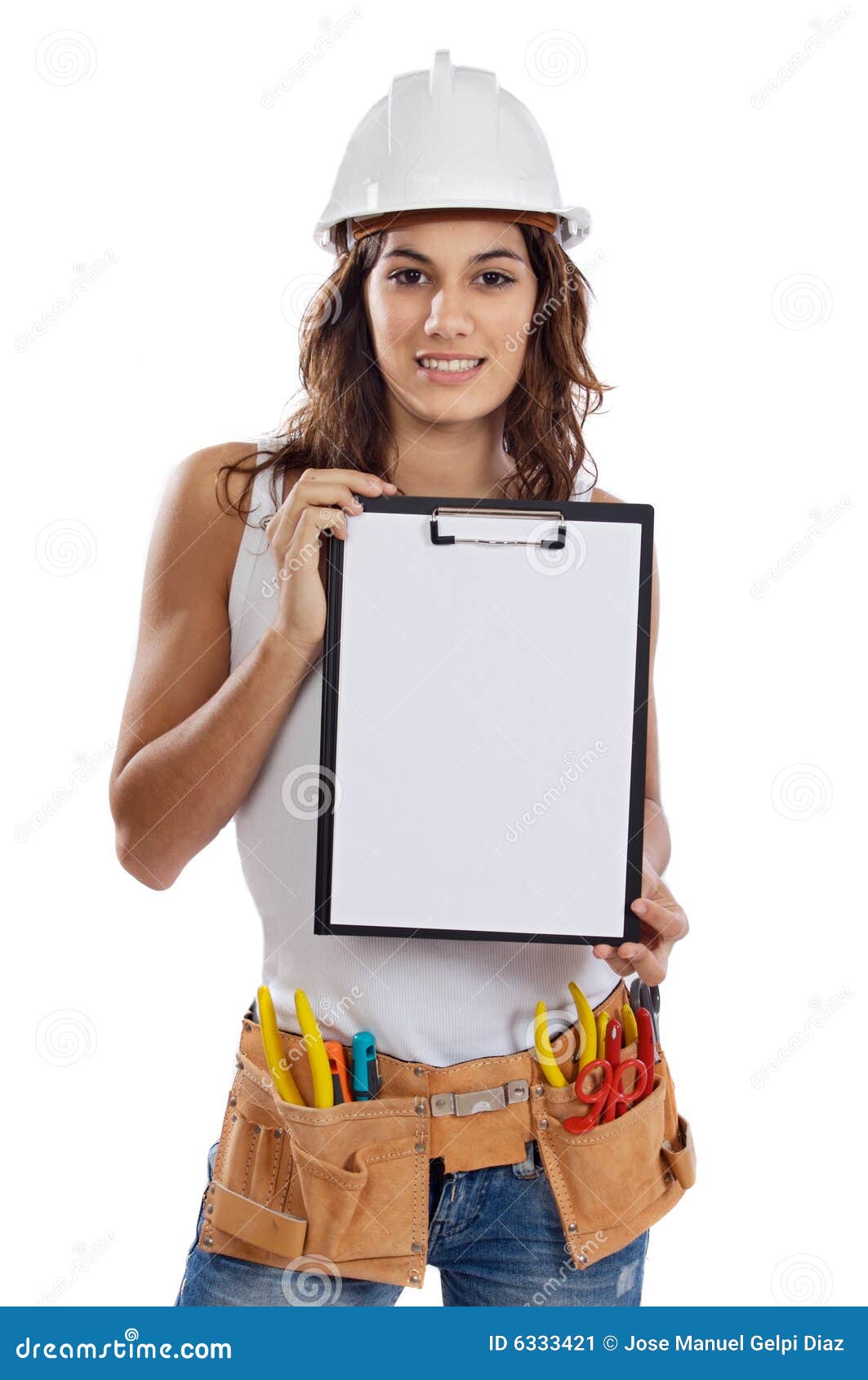 Young Girl with Tools for Building Stock Image - Image of contractor ...