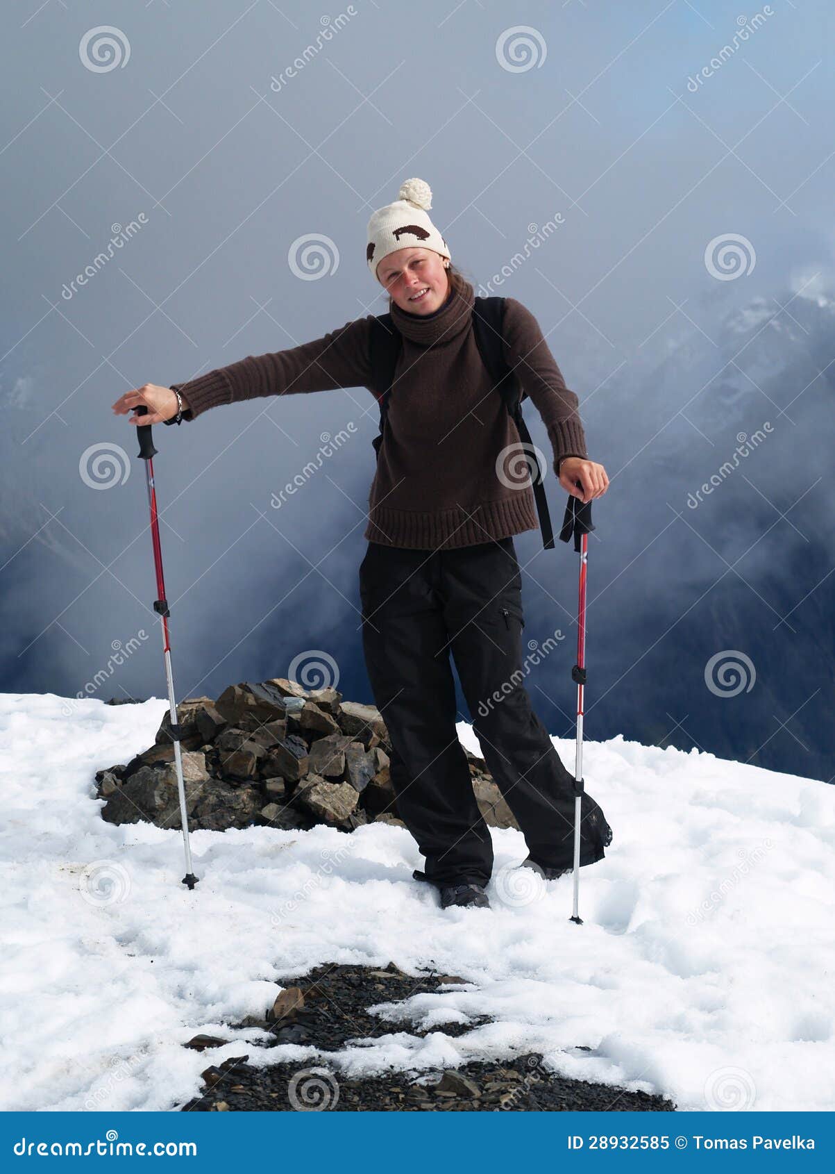 Young girl tramping stock image. Image of young, summit - 28932585