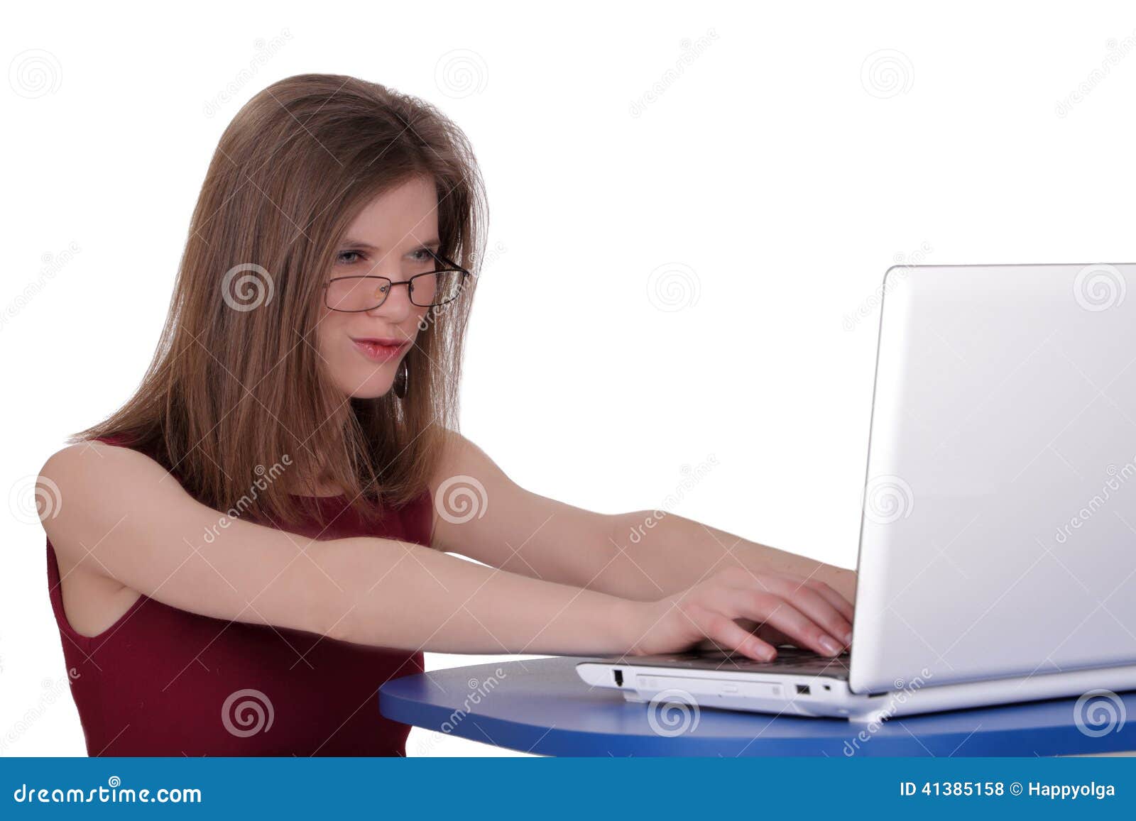 Young Girl is Typing on Computer Stock Photo - Image of typing, busy ...