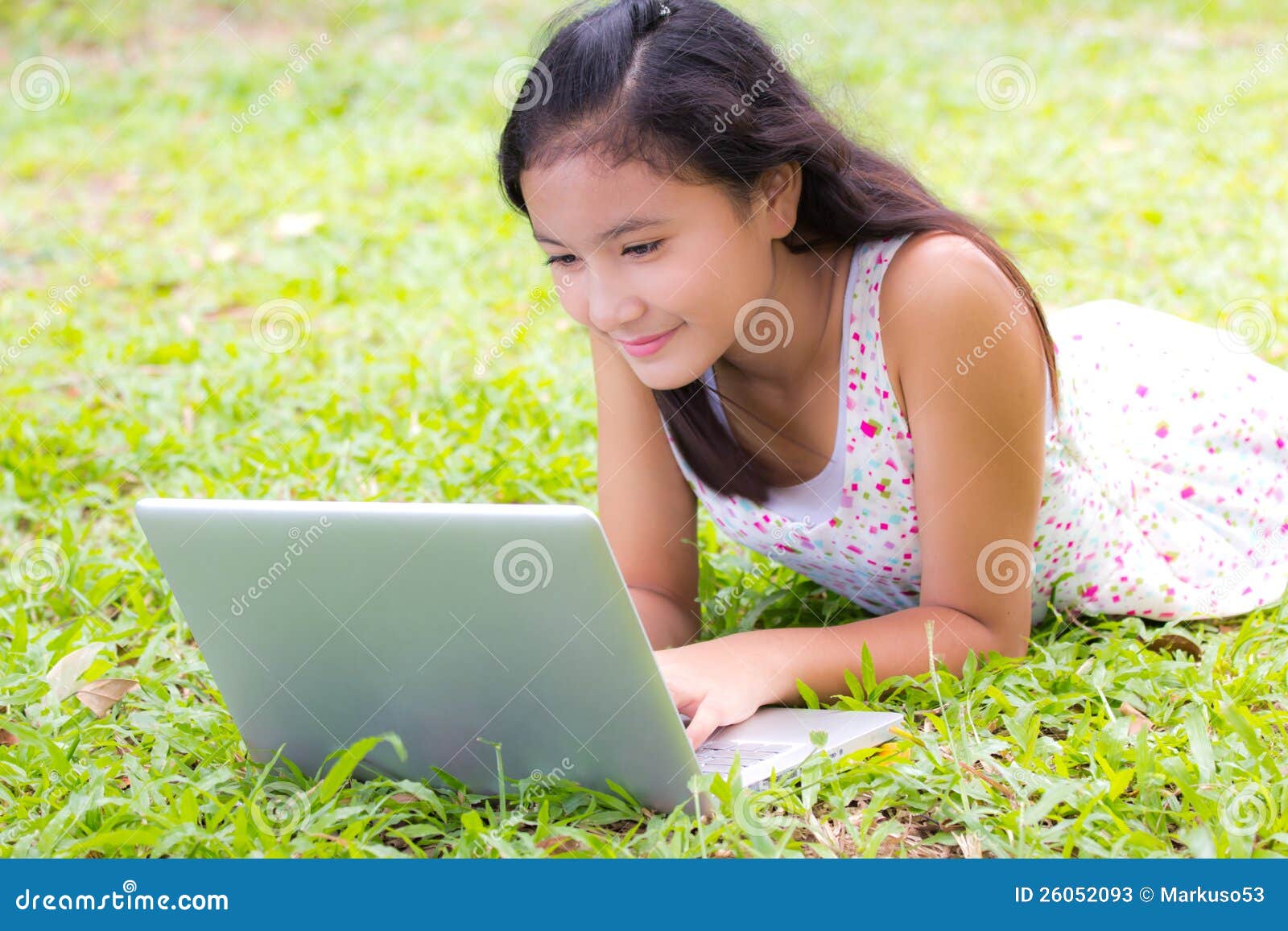 Young girl use laptop stock image. Image of academic - 26052093