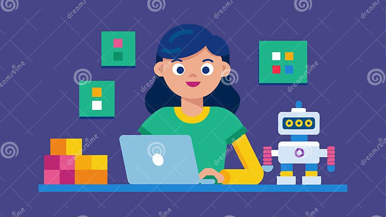 A Young Girl Uses Her Coding Knowledge To Program A Lego Robot To Complete A Series Of