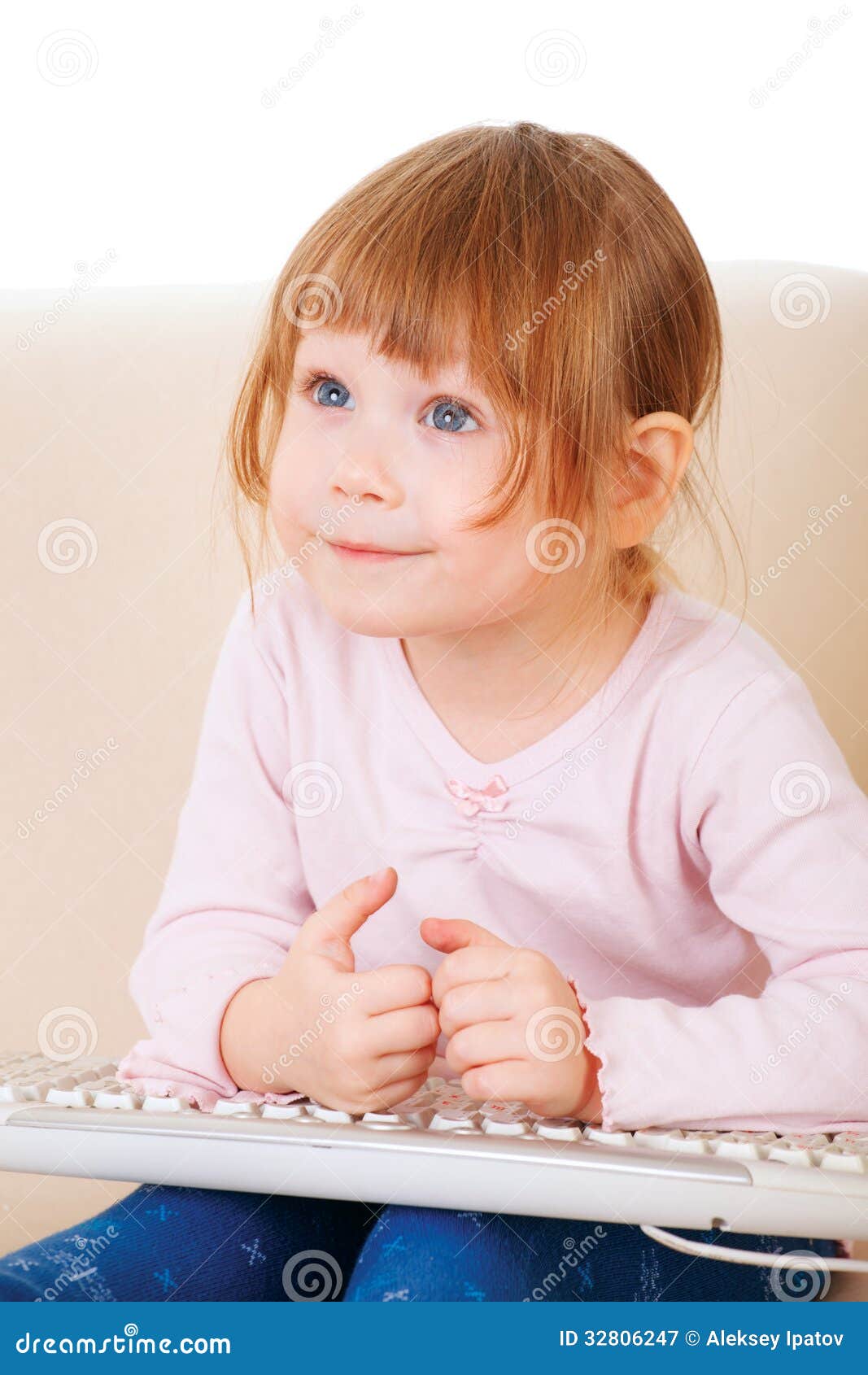 Young Girl Using a Keybord. Computer Generation Stock Image - Image of ...
