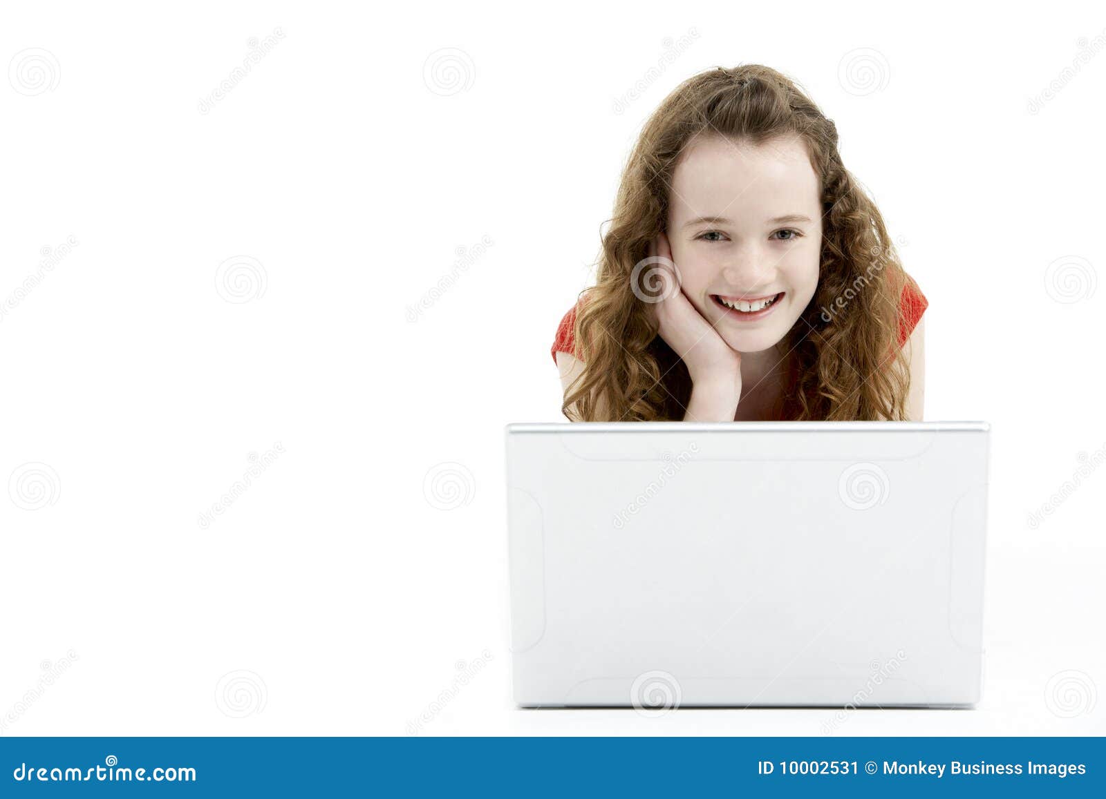 Young Girl Using Laptop Computer Stock Image - Image of concentrating ...