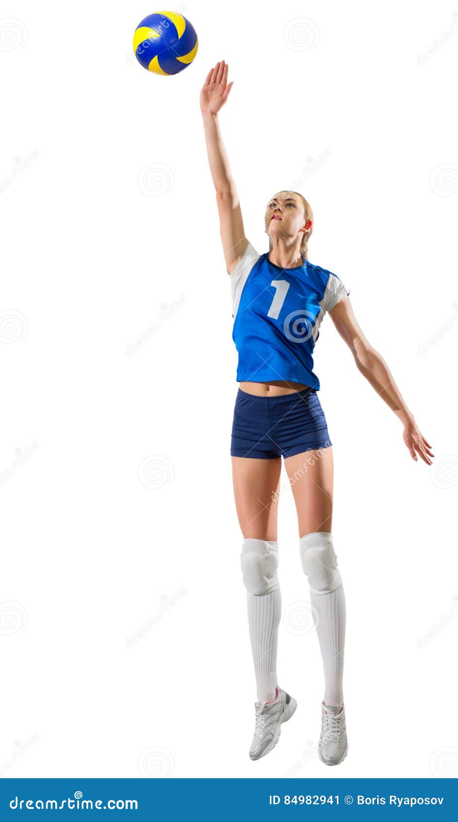 Girl Volleyball Player And Setter Setting The Ball For A Spiker During ...