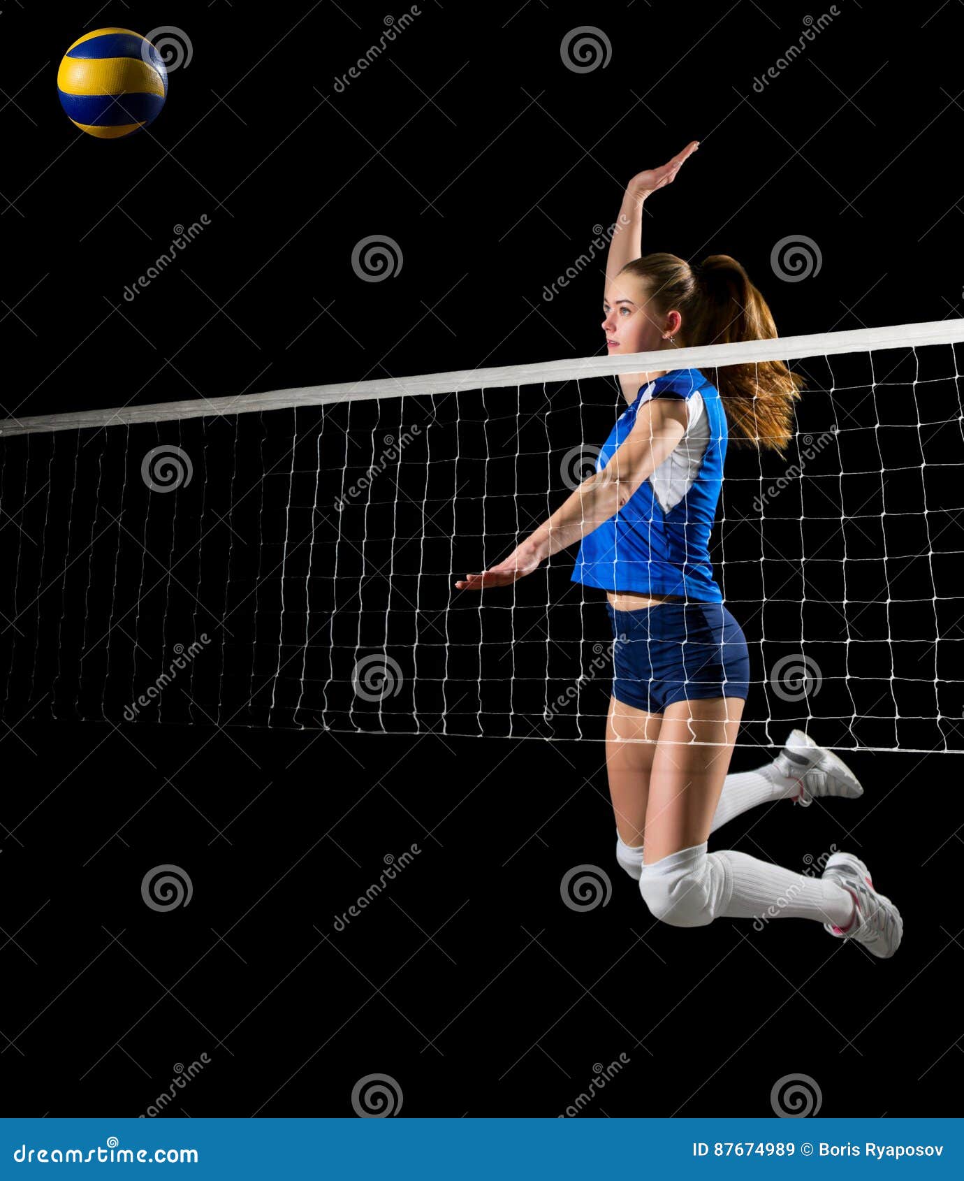 Young Girl Volleyball Player Stock Image - Image of build, jumping ...