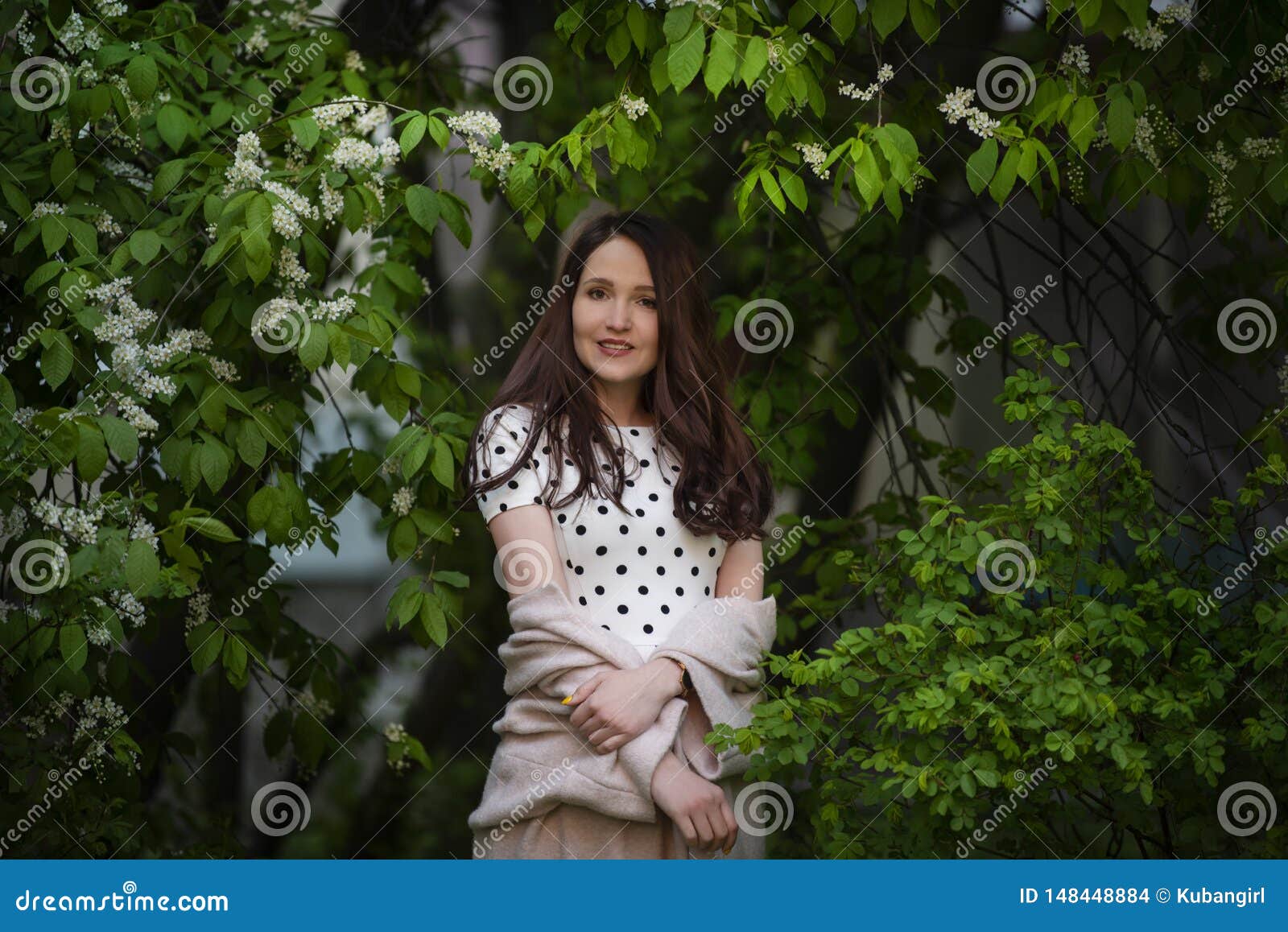 Young Girl Walks in Spring Park Stock Photo - Image of fashion, nature ...