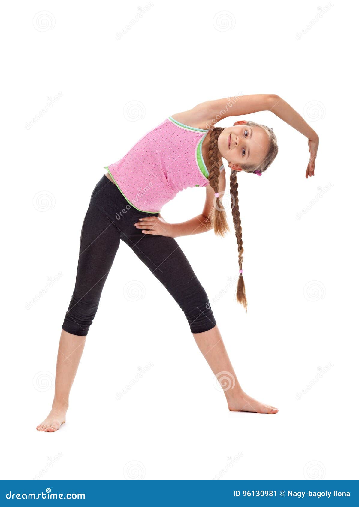 Young Girl Warming Up Doing Stretching and Flexibility Gymnastic Stock ...